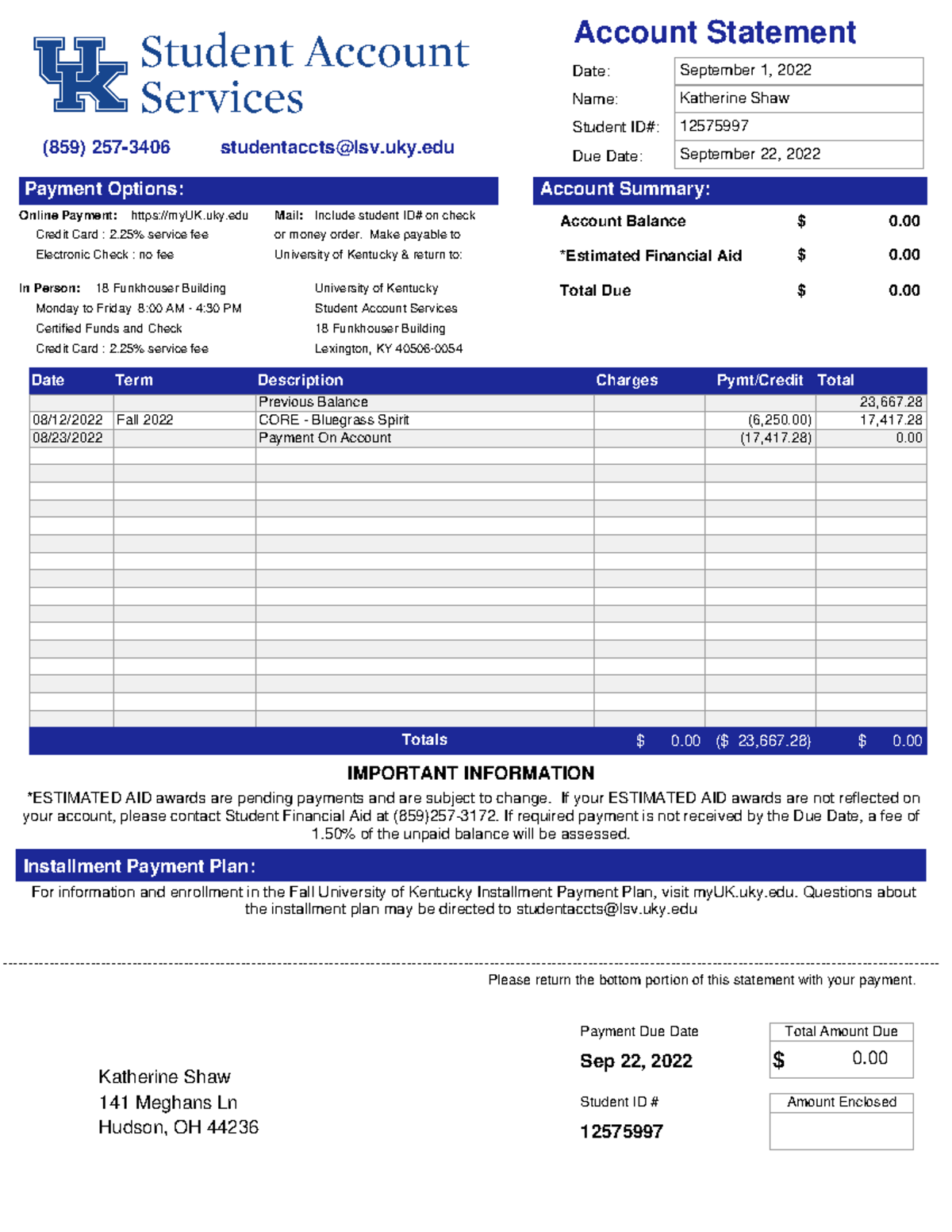 Account Statement 2022-09-01 - (859) 257-3406 studentaccts@lsv.uky ...