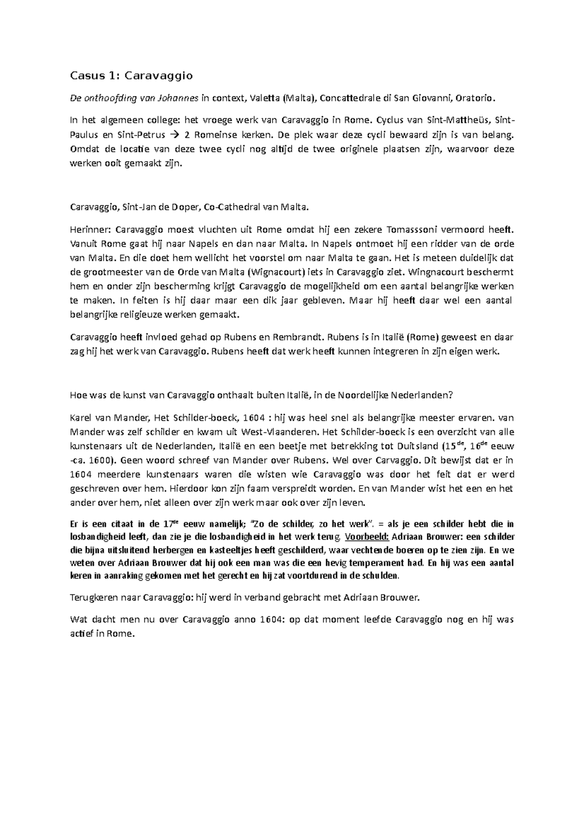 Casus 1 caravaggio - Casus 1: Caravaggio De onthoofding van Johannes in context, Valetta (Malta ...