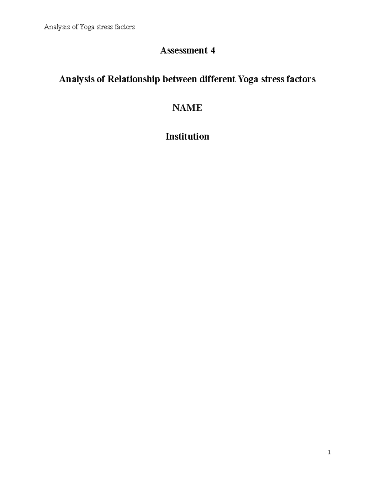 Yoga data assign - Engineering - Assessment 4 Analysis of Relationship ...