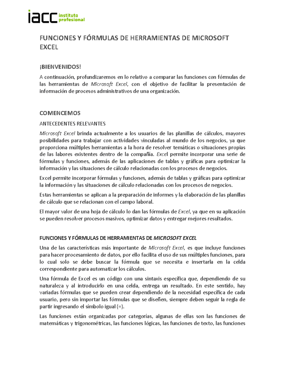 S5 Notas Profundizacion ACC Tecad 1104 - FUNCIONES Y F”RMULAS DE HERRAMIENTAS DE MICROSOFT EXCEL ...