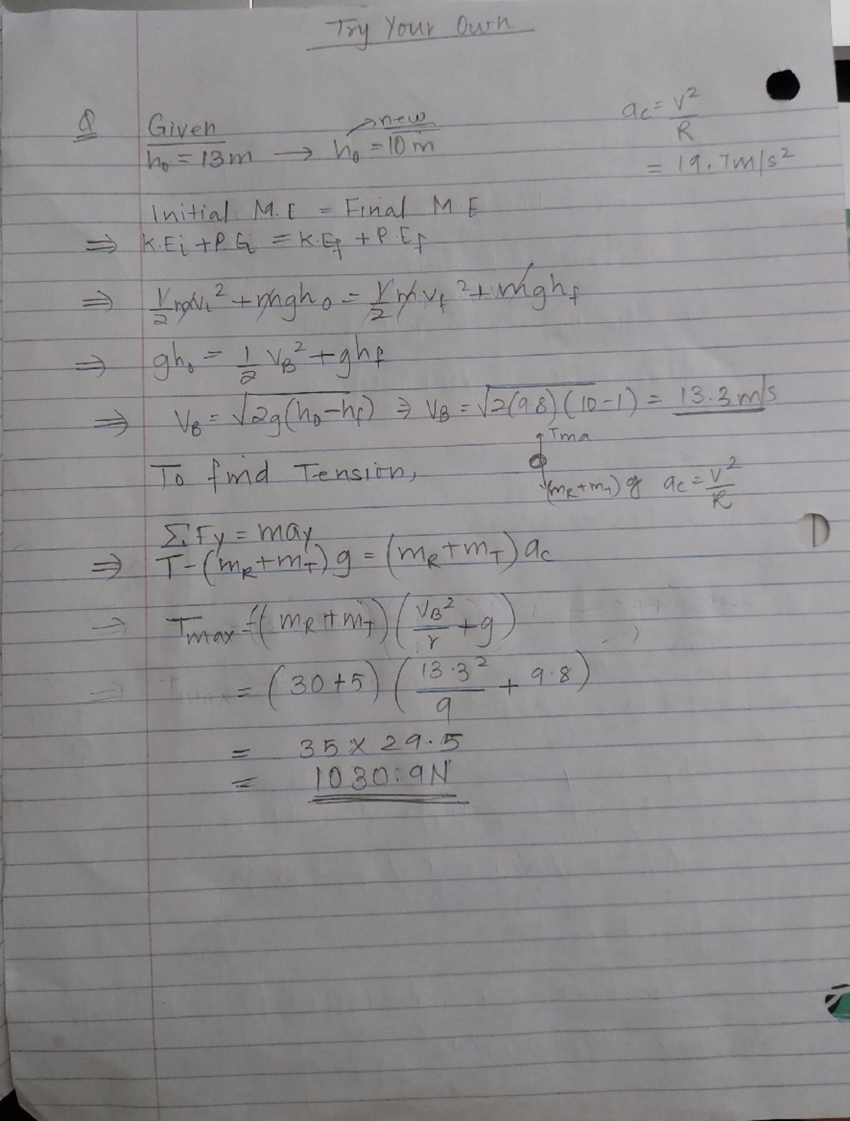 Try your own problem- circular motion - PHYS2001 - Studocu