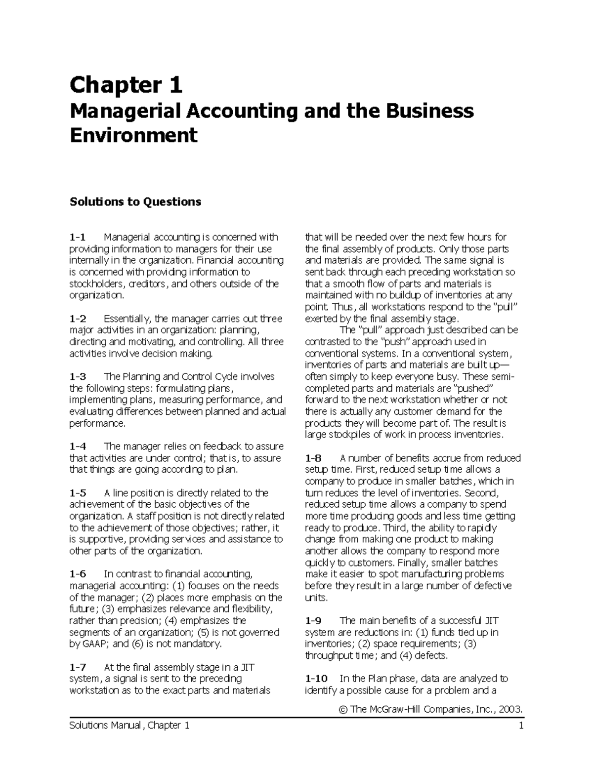Managerial Accounting and the Business Environment - Studocu