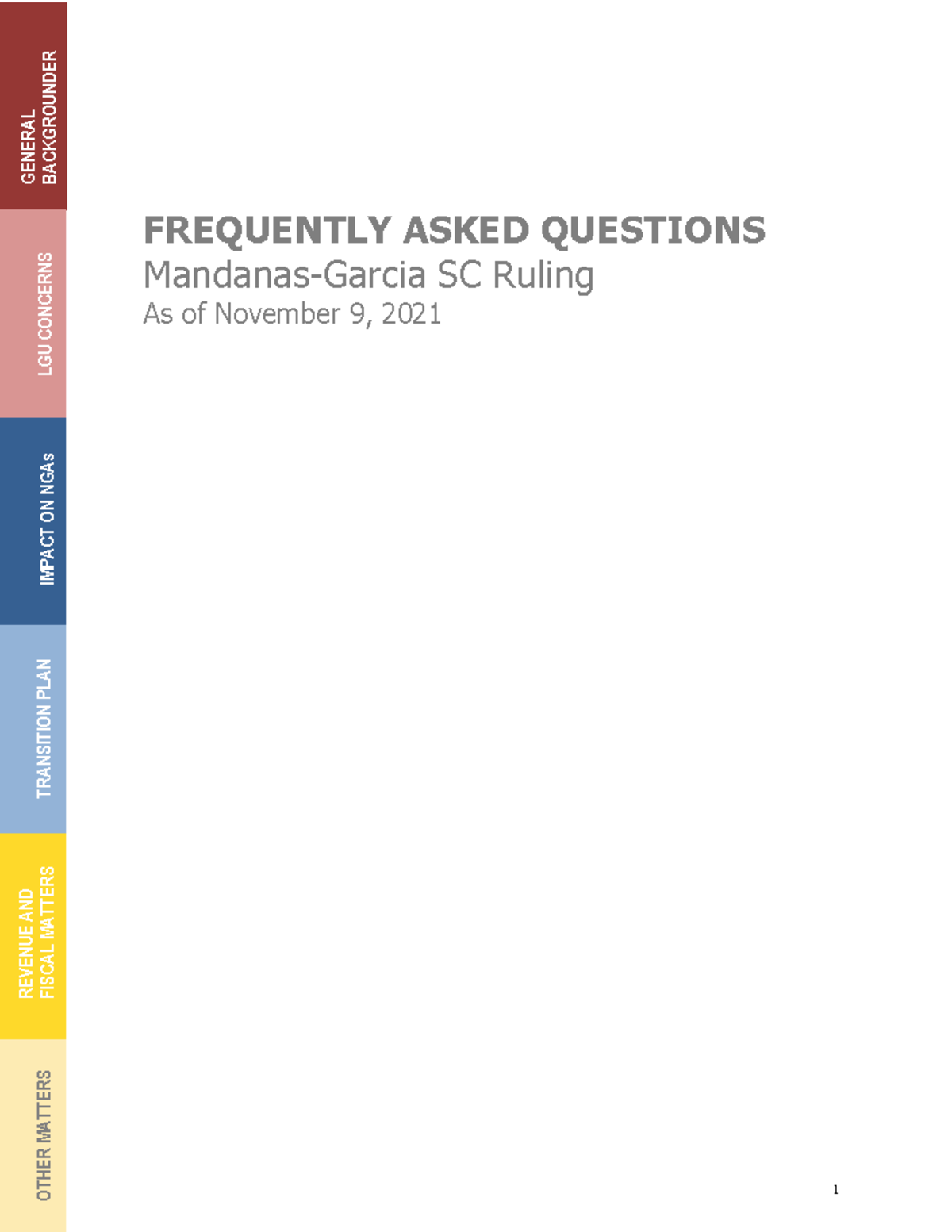 FAQs Mandanas Garcia Ruling - 1 GENERAL BACKGROUNDER IMPACT ON NGAs ...