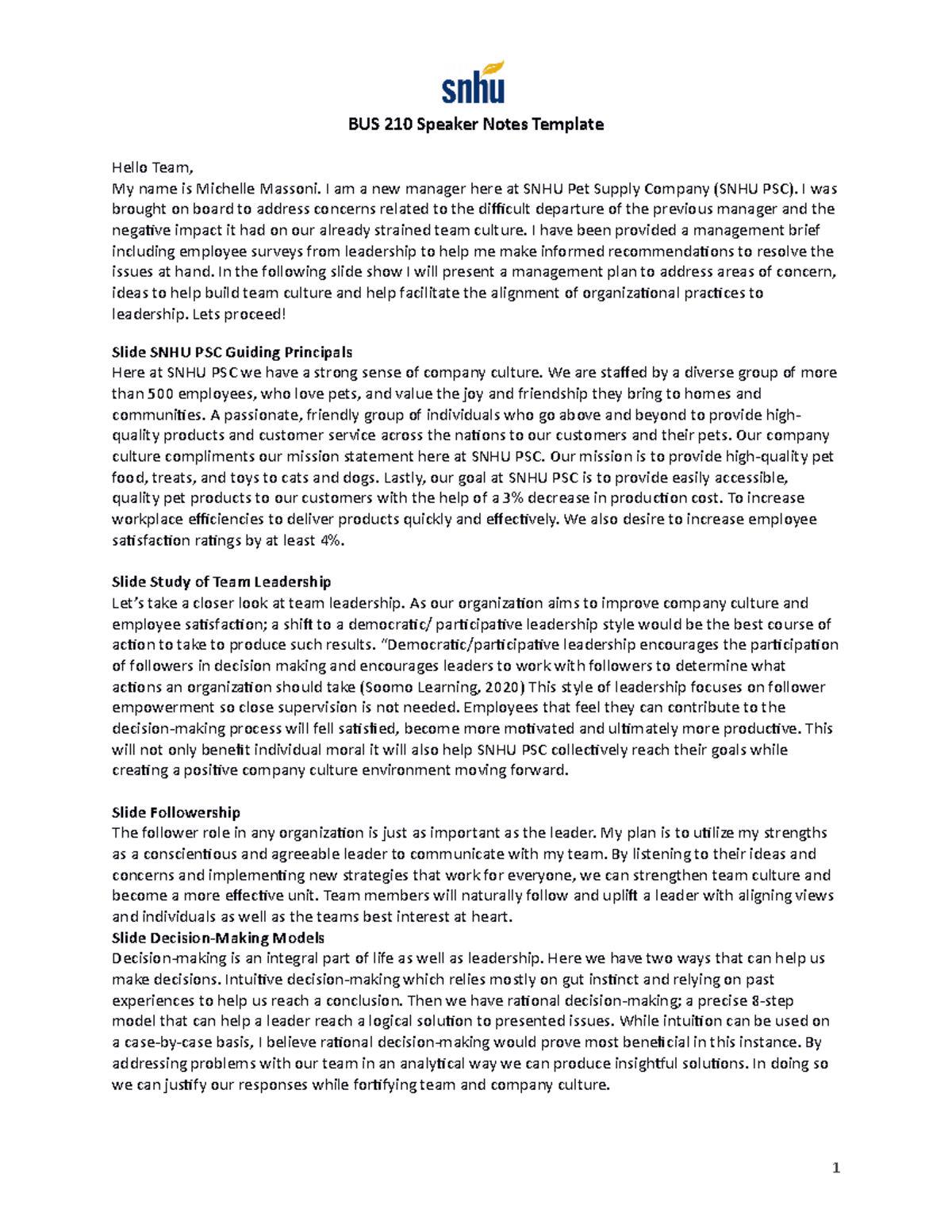 BUS 210 Speaker Notes use this 1 - BUS 210 Speaker Notes Template Hello ...