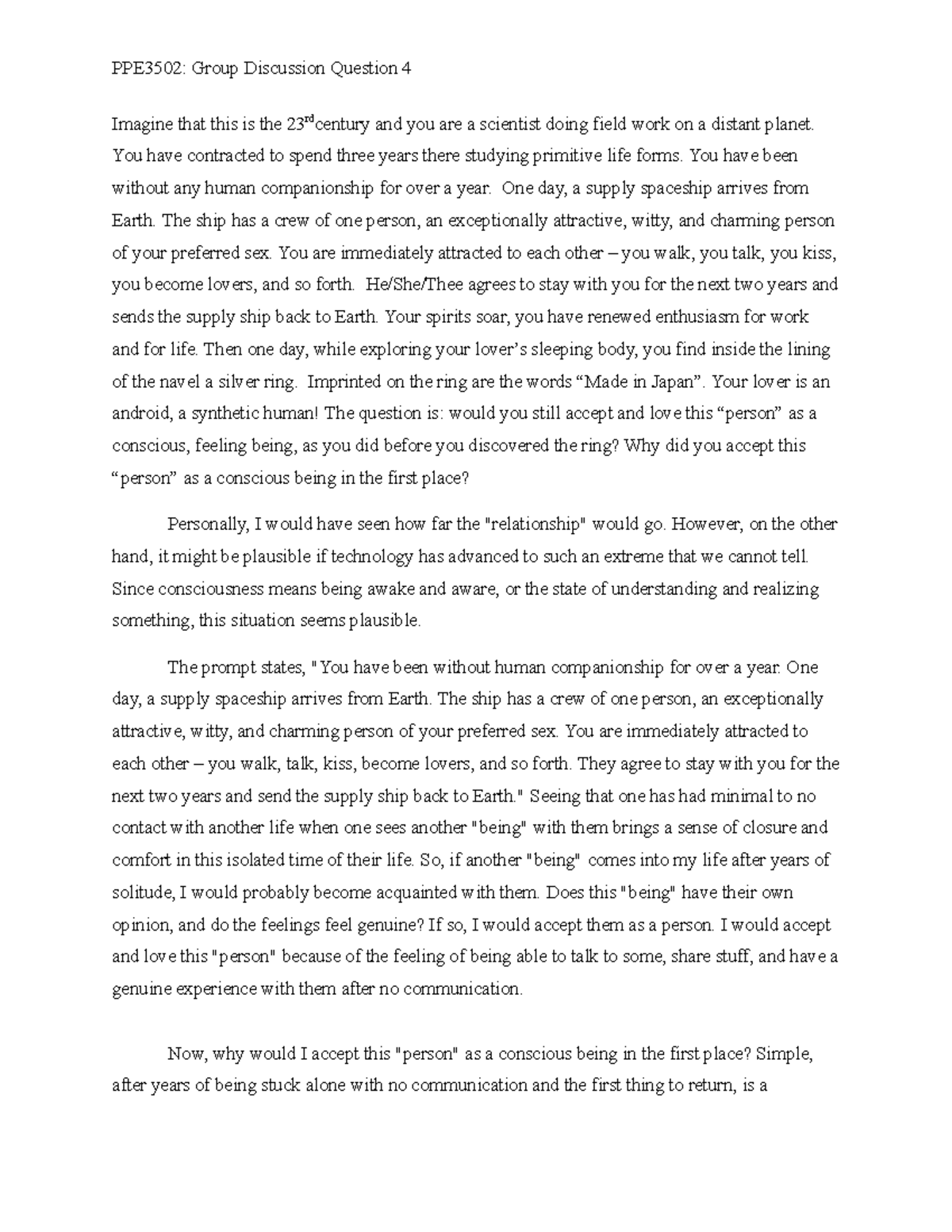 PPE3502-Discussion Question 4 - PPE3502: Group Discussion Question 4 ...