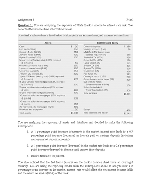 F446 Assignment 5 - F446: Banking and Financial Intermediation ...