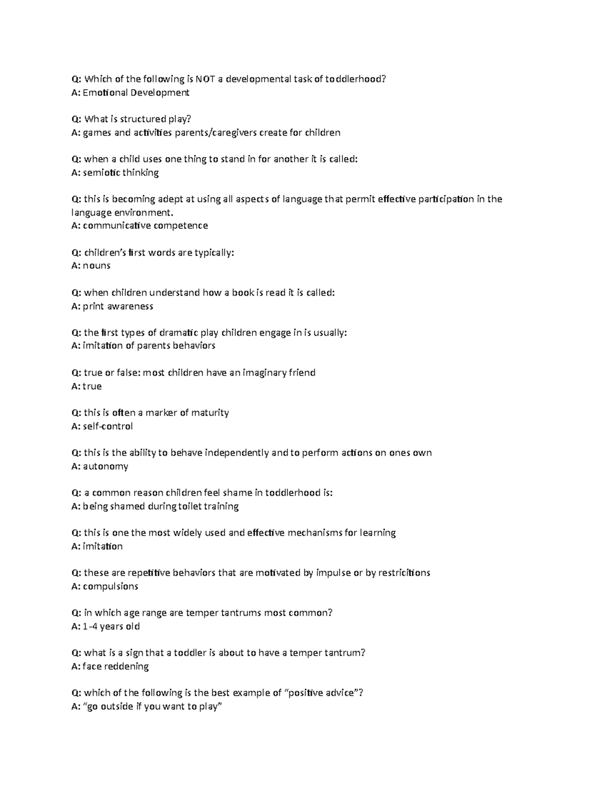 Question Anwers - Q: Which of the following is NOT a developmental task ...