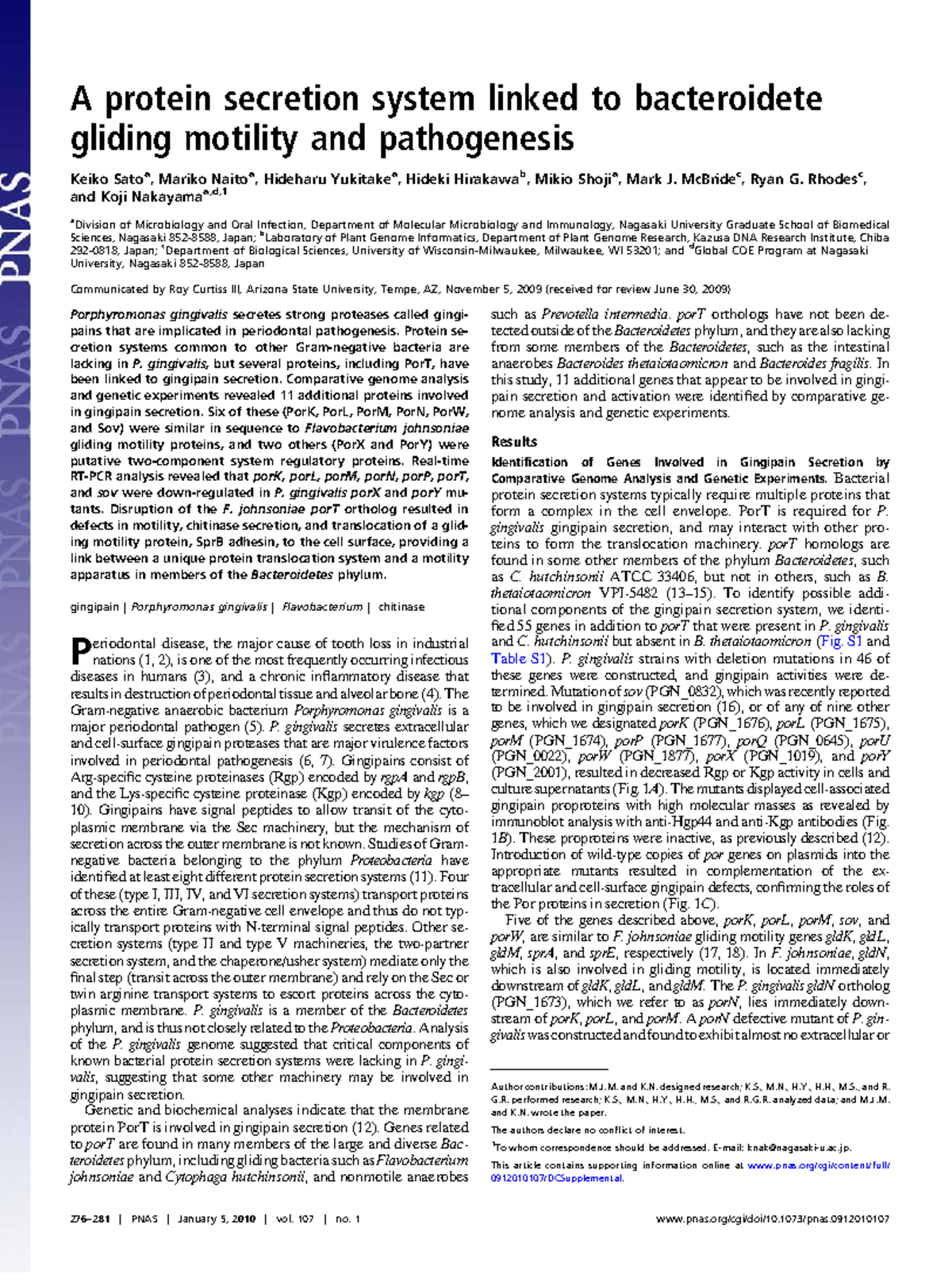 Sato et al.%2C 2010 %28A protein secretion system linked to ...