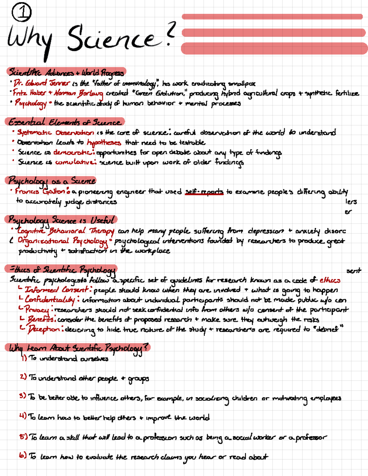Psychology Chapter 1 Notes ⑦ Scientific Advances And World Progress