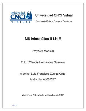 Proyecto Modular de informatica 2 , cnci 2021 - Informática II - Studocu