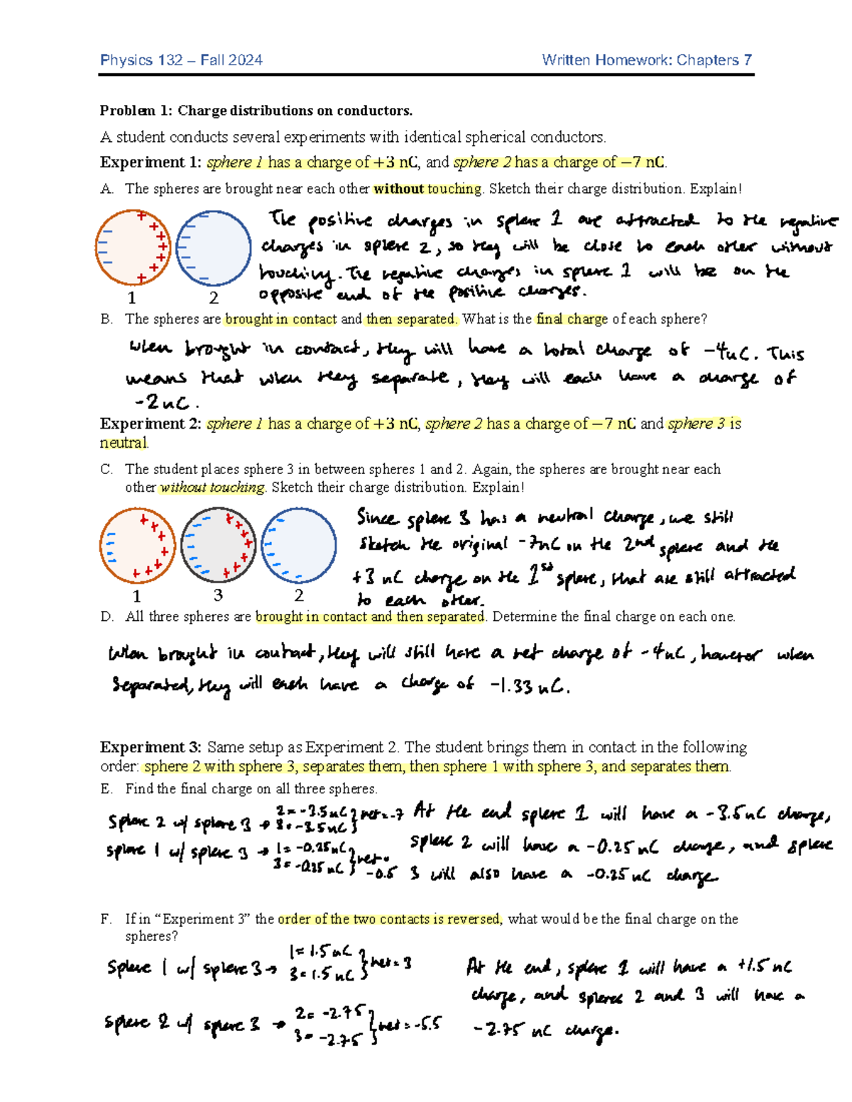 Ch 7 - Written Problems - Fa24 - Physics 132 – Fall 2024 Written ...
