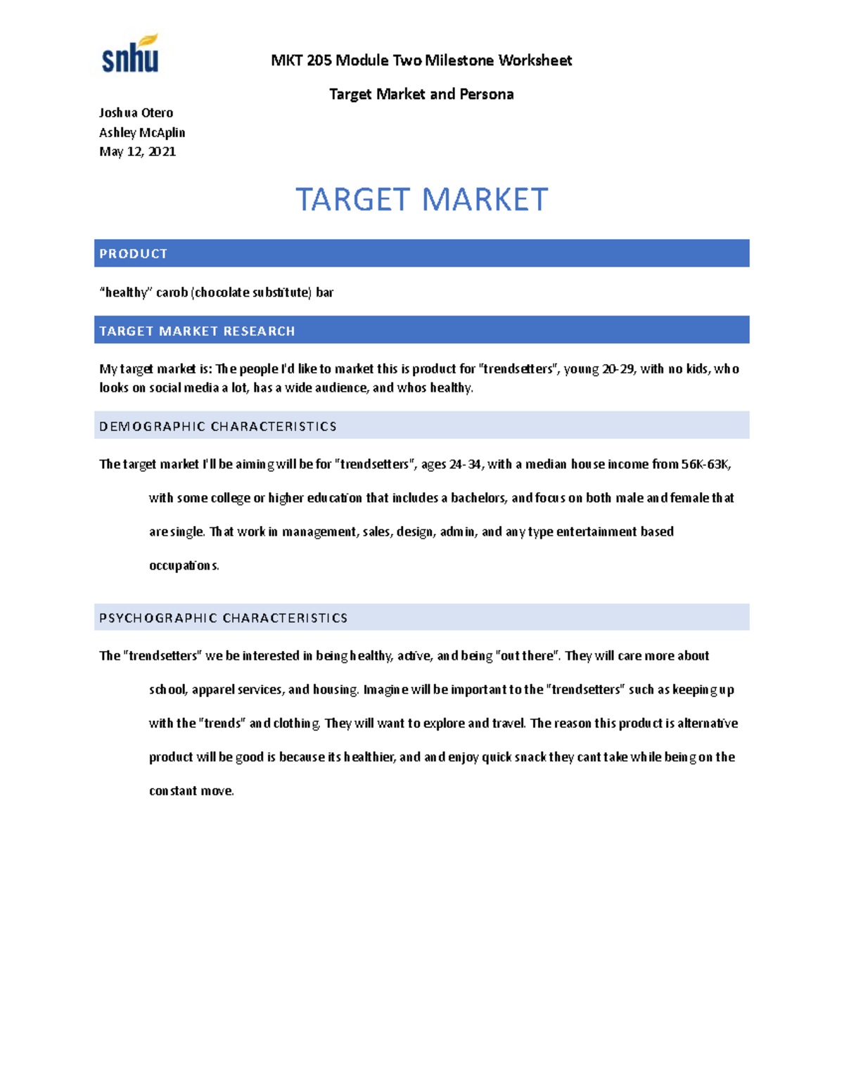MKT205 Module Week Two Milestone - MKT 205 Module Two Milestone ...