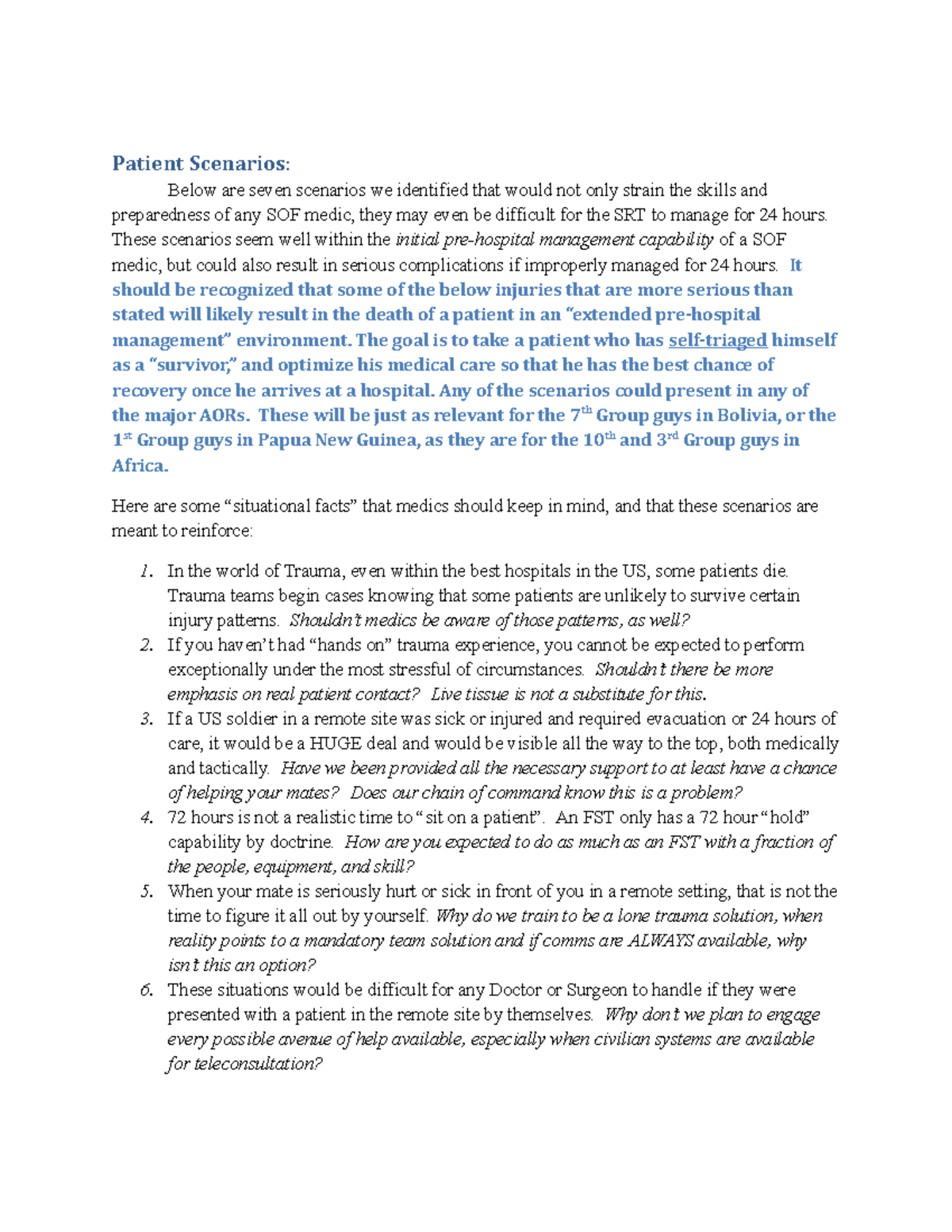 Patient-scenarios - ngygygygygyg - Patient Scenarios: Below are seven ...