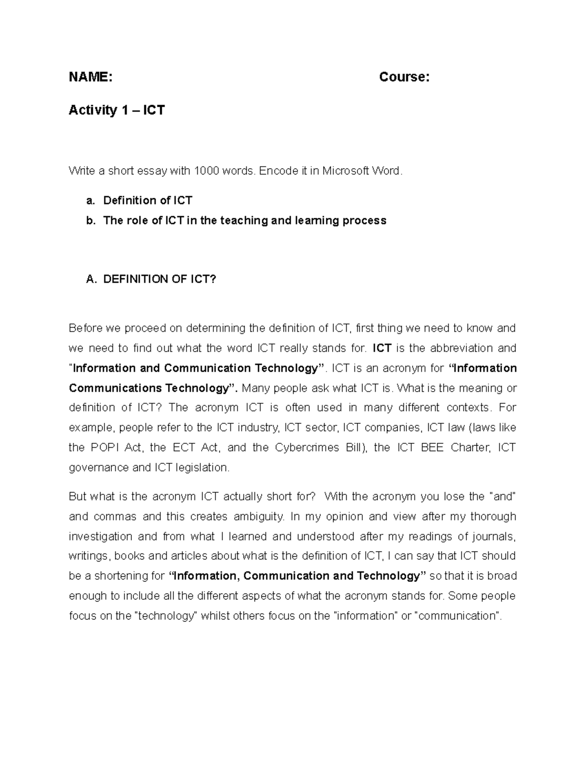 Activity 1 ICT Student#1 parts of a computer a detailed lesson plan ...