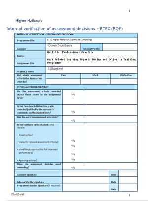 New ppp - notes - Higher Nationals Internal verification of assessment ...