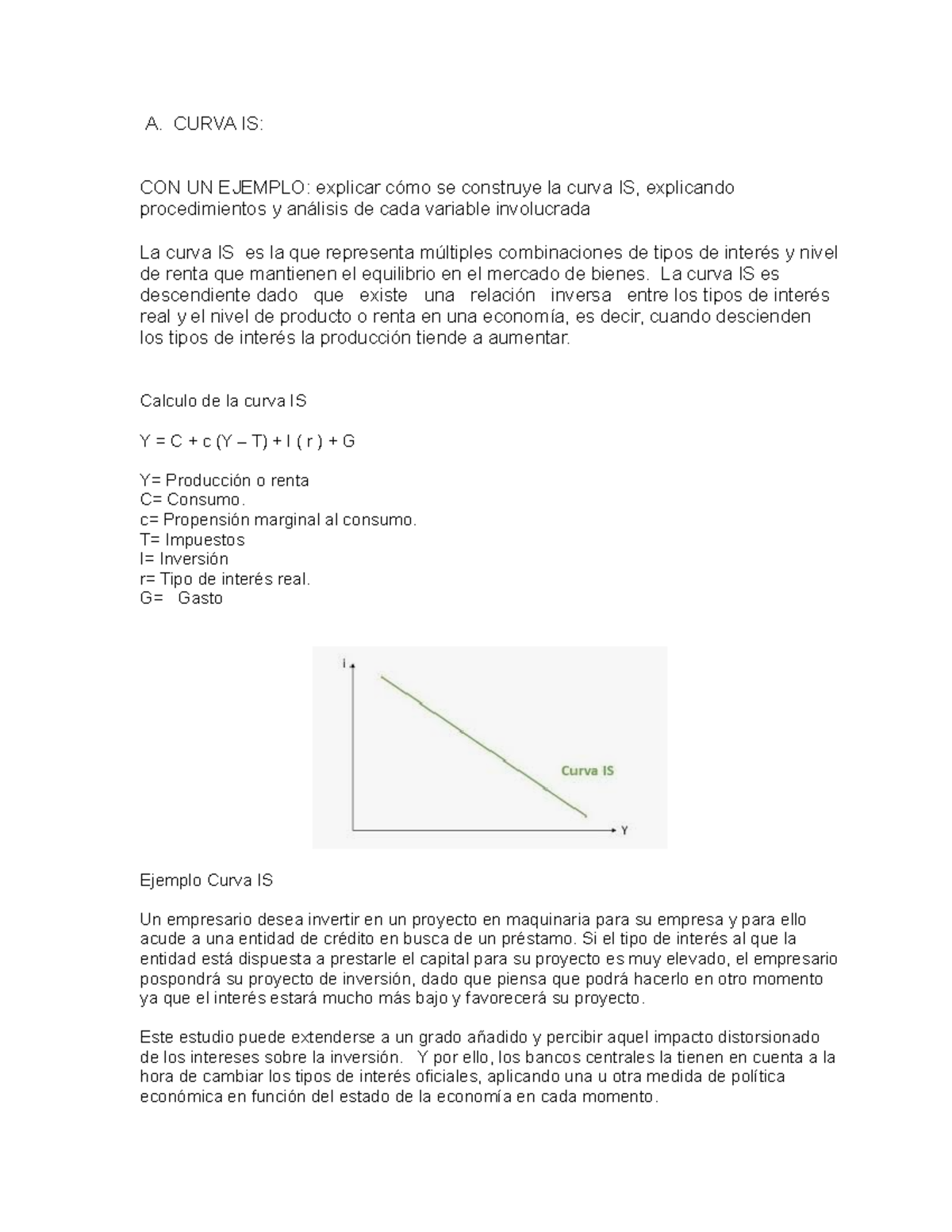 Macroeconomia entrega 2 curva is - A. CURVA IS: CON UN EJEMPLO ...