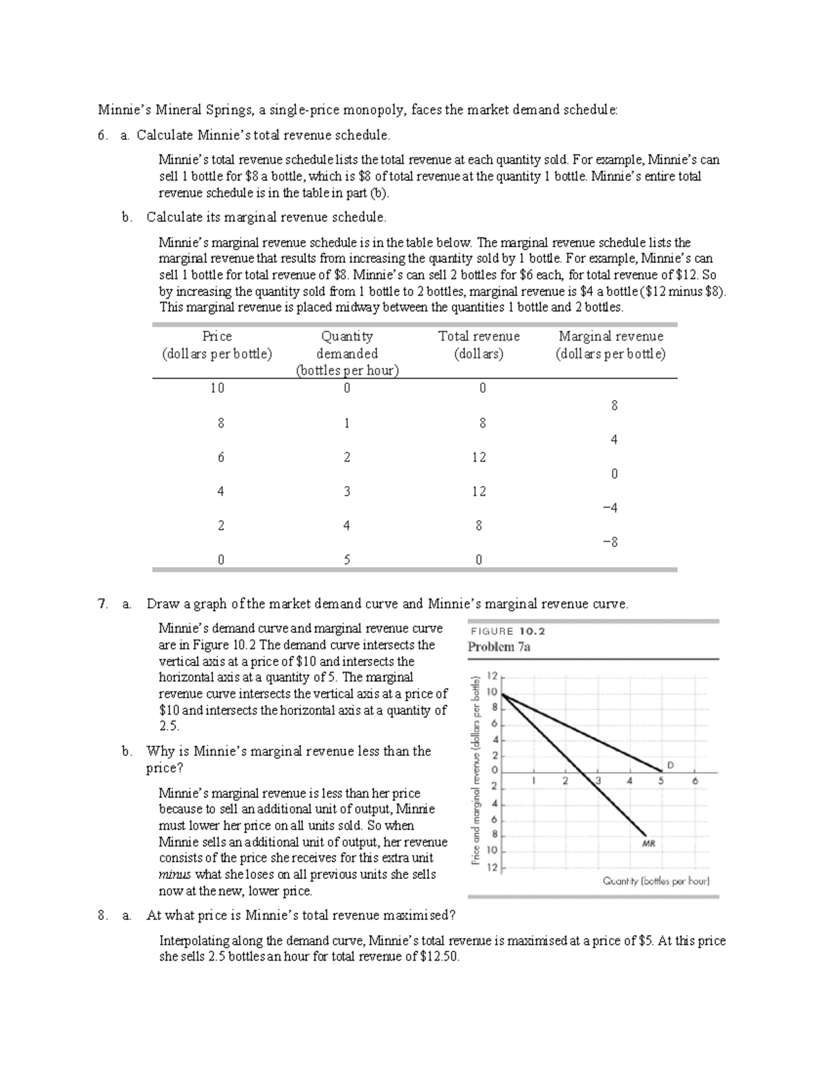 Tutorial 9 week 10 Monopoly short ans solution - Minnie’s Mineral ...