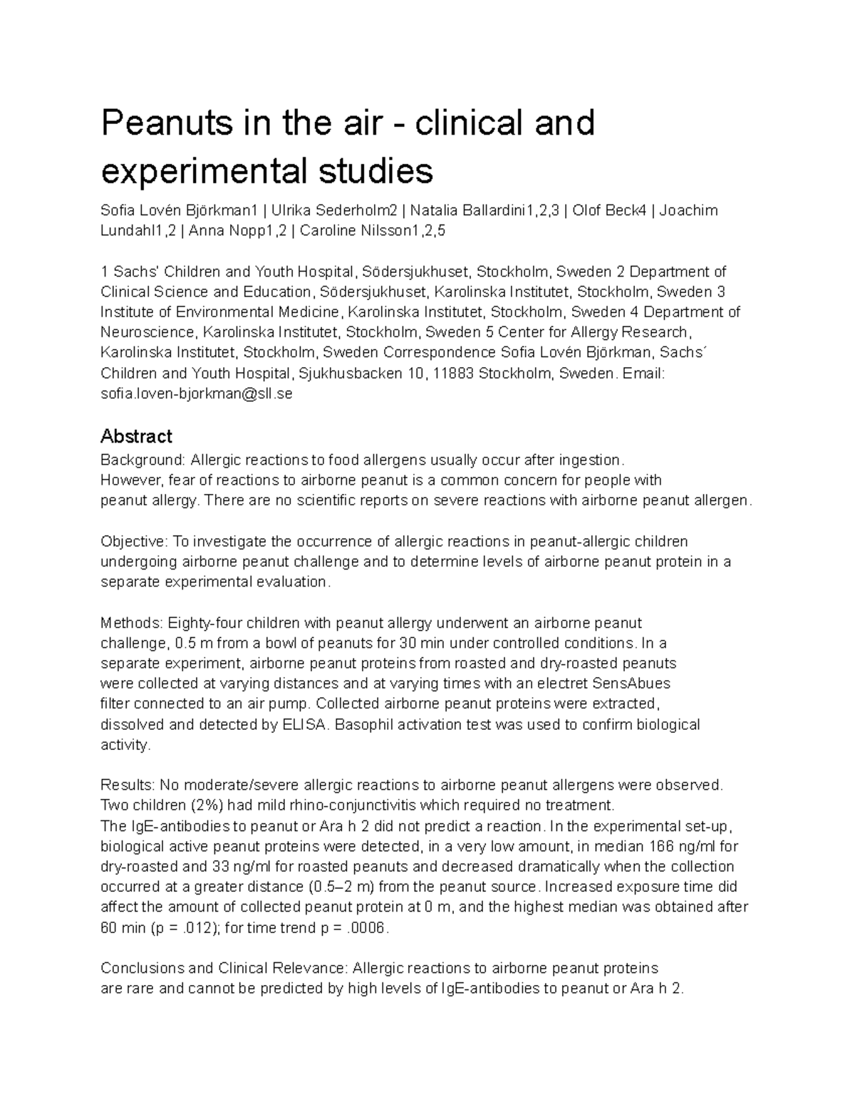 Peanuts in the air 3 - Research article - Peanuts in the air - clinical ...