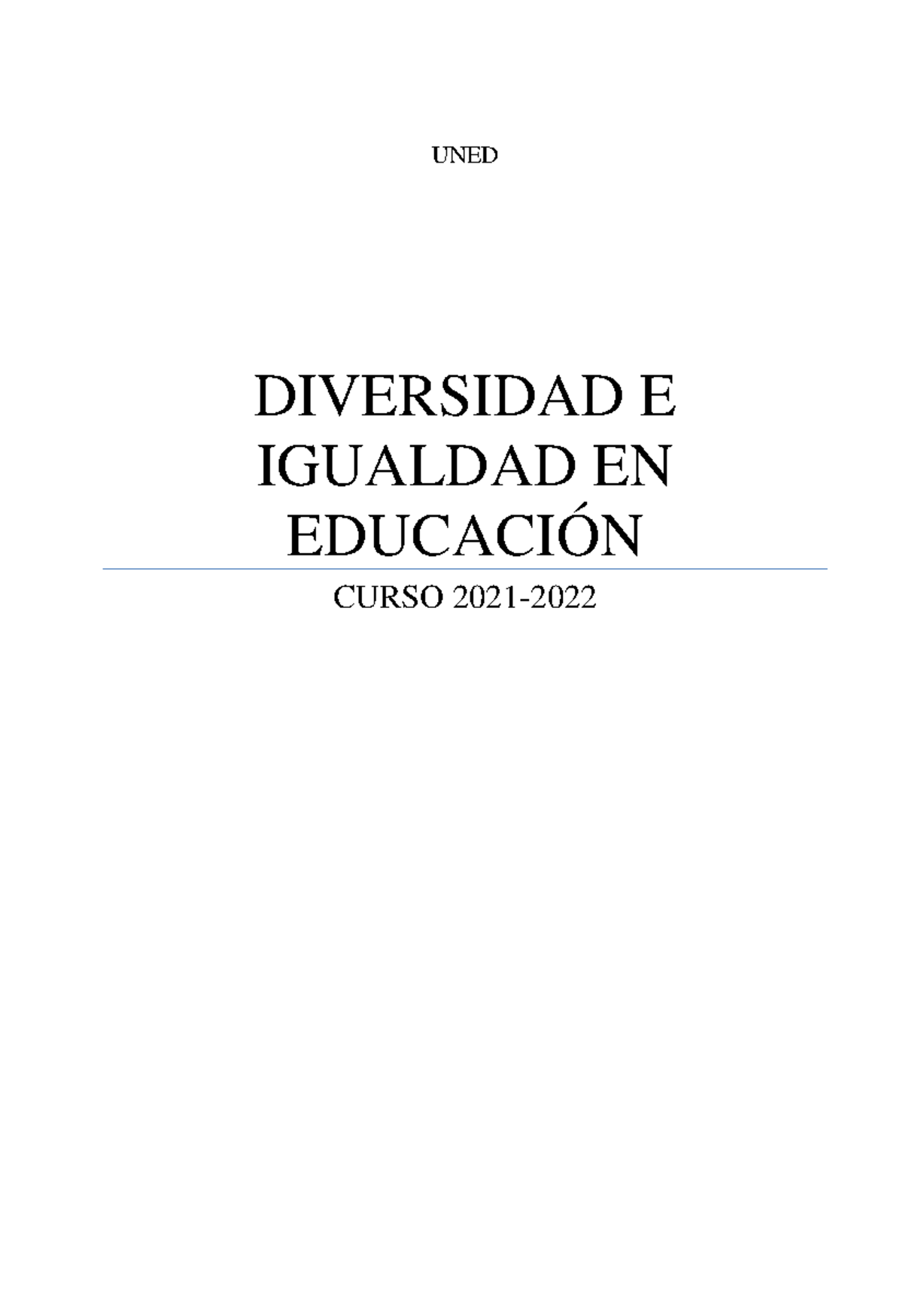 PEC Diversidade - Diversidad e Igualdad en Educación - UNED - Studocu