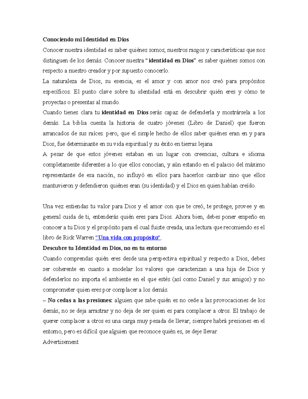 Conociendo mi Identidad en Dios - Conociendo mi Identidad en Dios ...