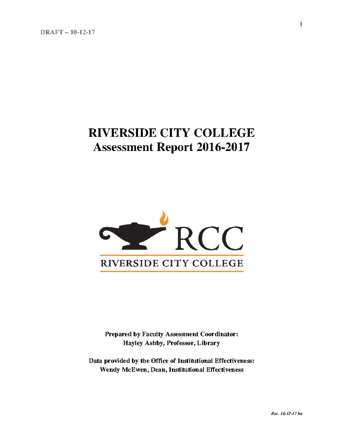 IIC Assessment Report-2017-18 - DRAFT – 10-12- RIVERSIDE CITY COLLEGE ...