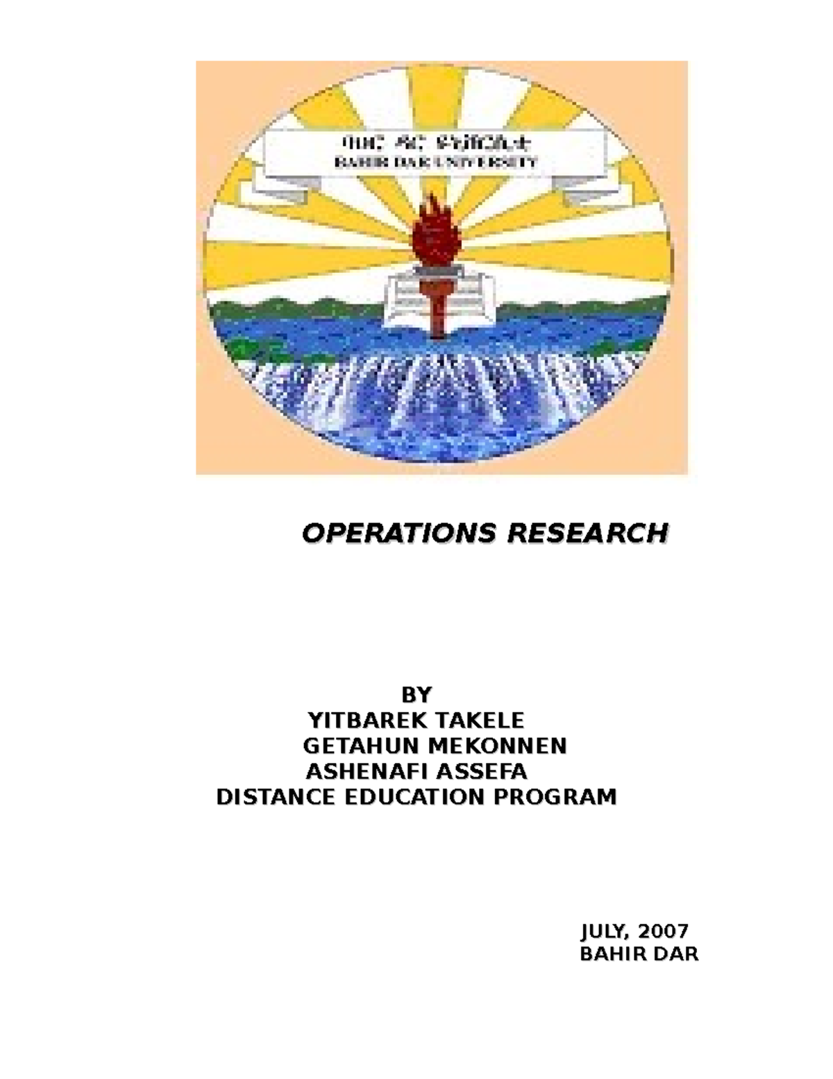 OR cover - Operation Research - OPERATIONS RESEARCHOPERATIONS RESEARCH ...