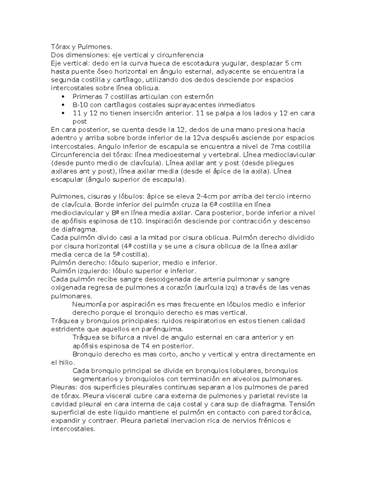 Tórax y Pulmones - Resumen Bates. Guia de Exploracion Fisica E Historia ...