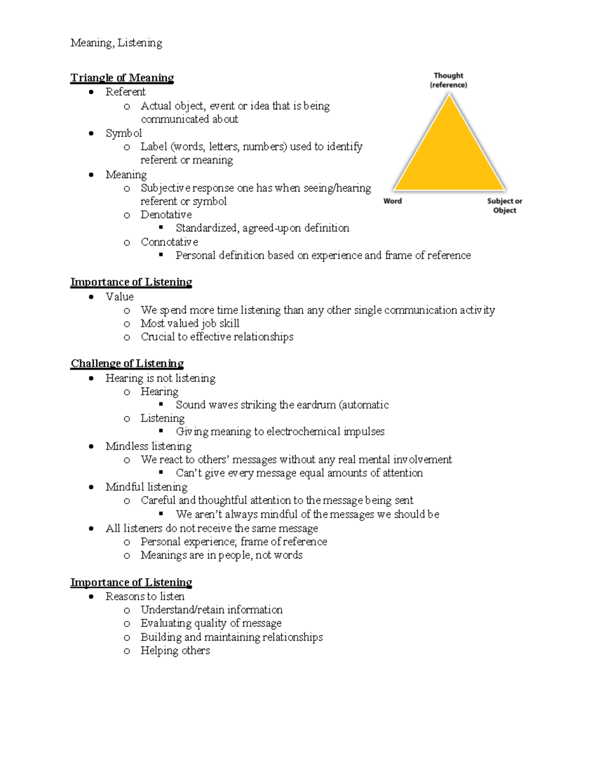 Meaning and Listening - Meaning, Listening Triangle of Meaning ...