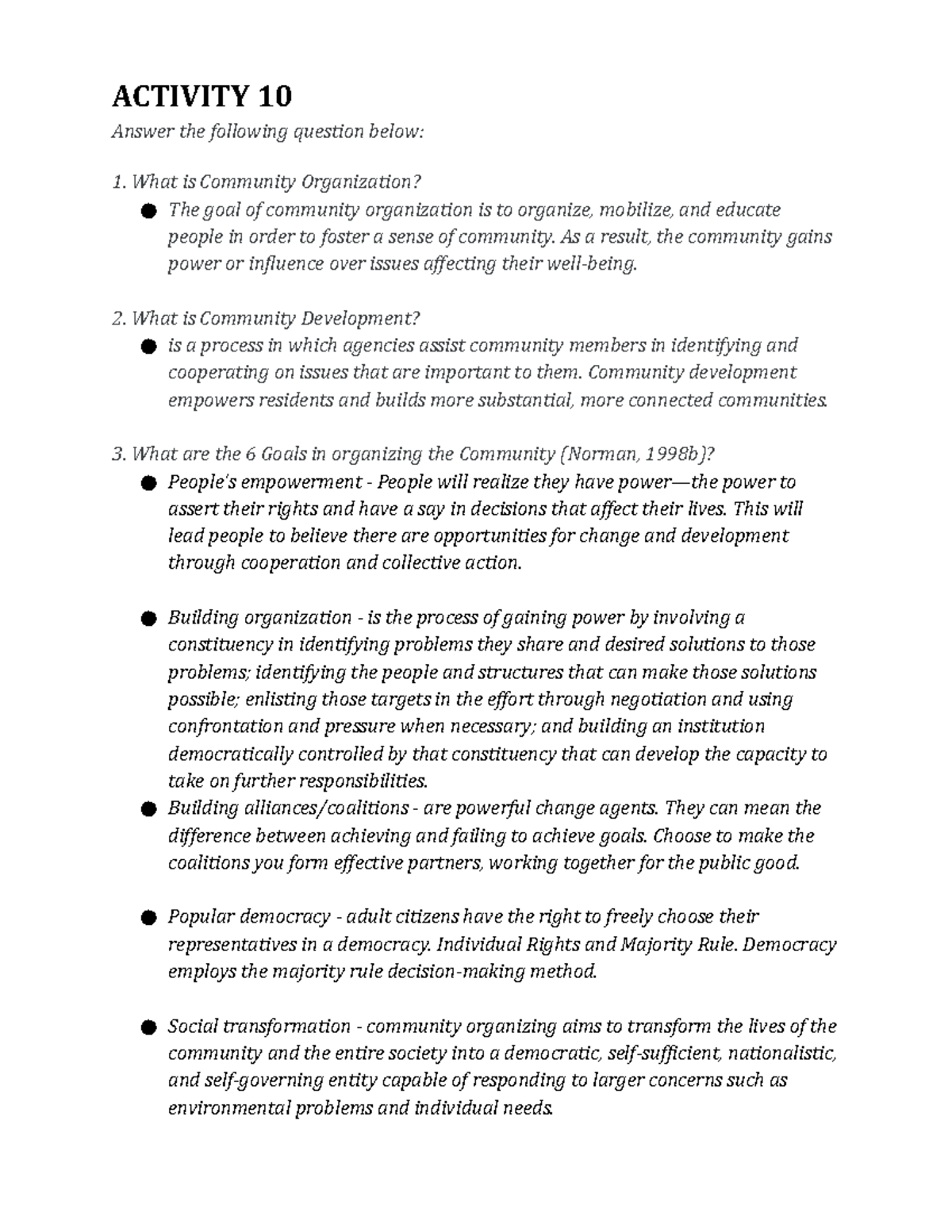 NSTP2 ACT10 - COMMUNITY ORGANIZATION AND DEVELOPMENT - ACTIVITY 10 ...