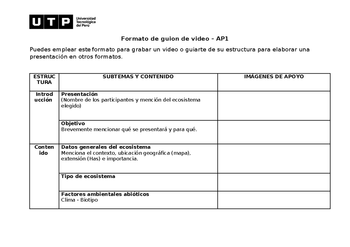 Formato de guion de video AP1 - Formato de guion de video – AP Puedes ...