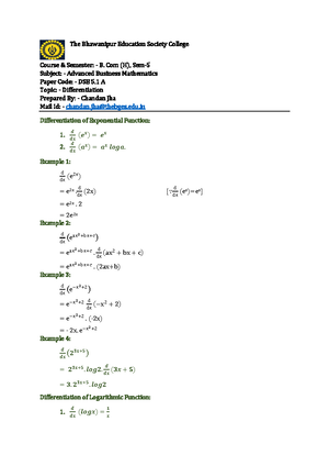 Differentation 1 - Differentiation and integration (notes with sums ...