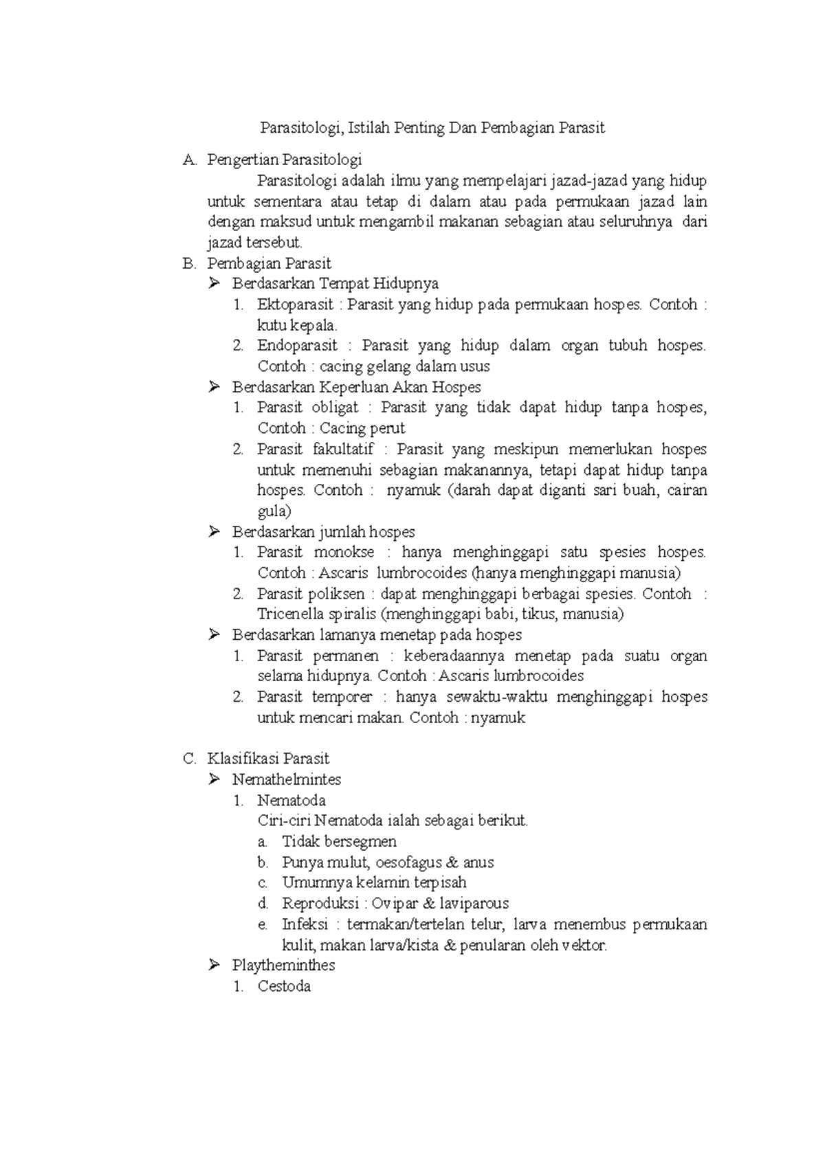 Parasitologi, Istilah Penting Dan Pembagian Parasit - Pengertian ...