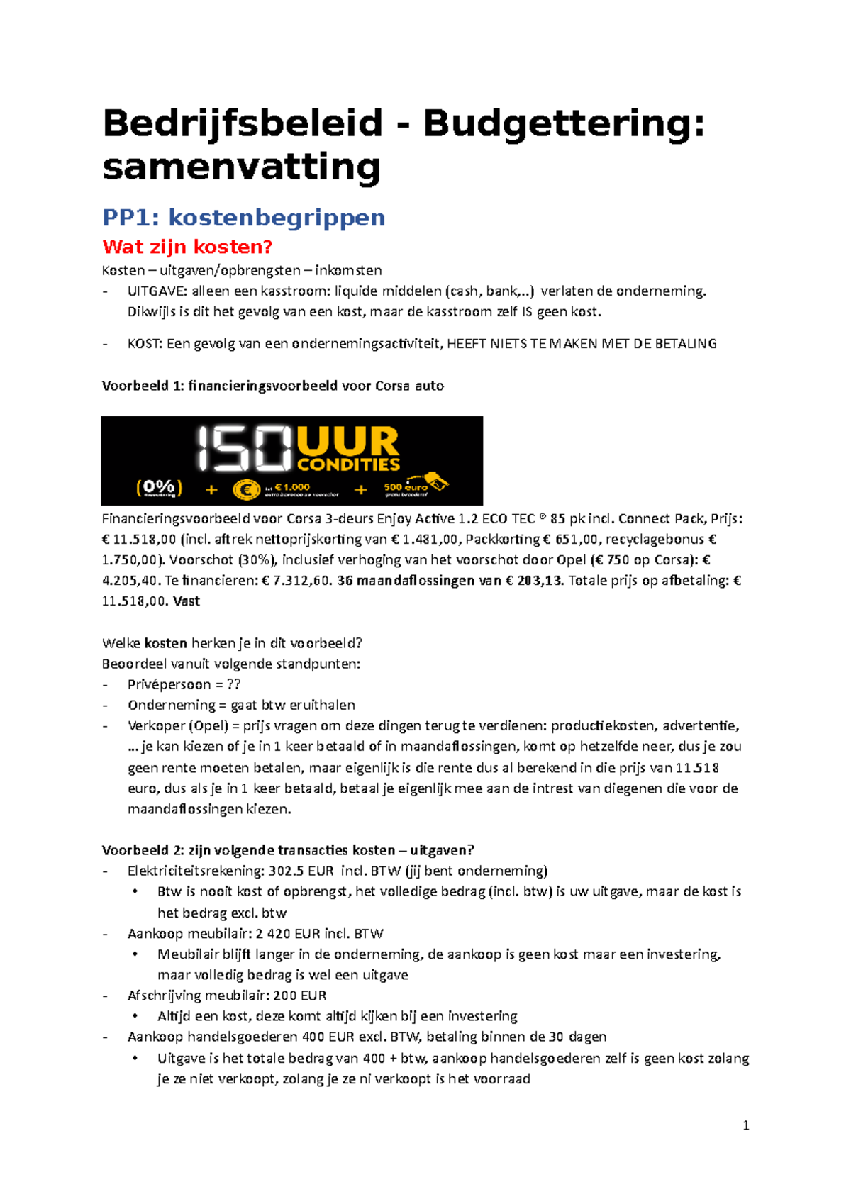 Samenvatting Budgettering - Bedrijfsbeleid - Budgettering: samenvatting ...
