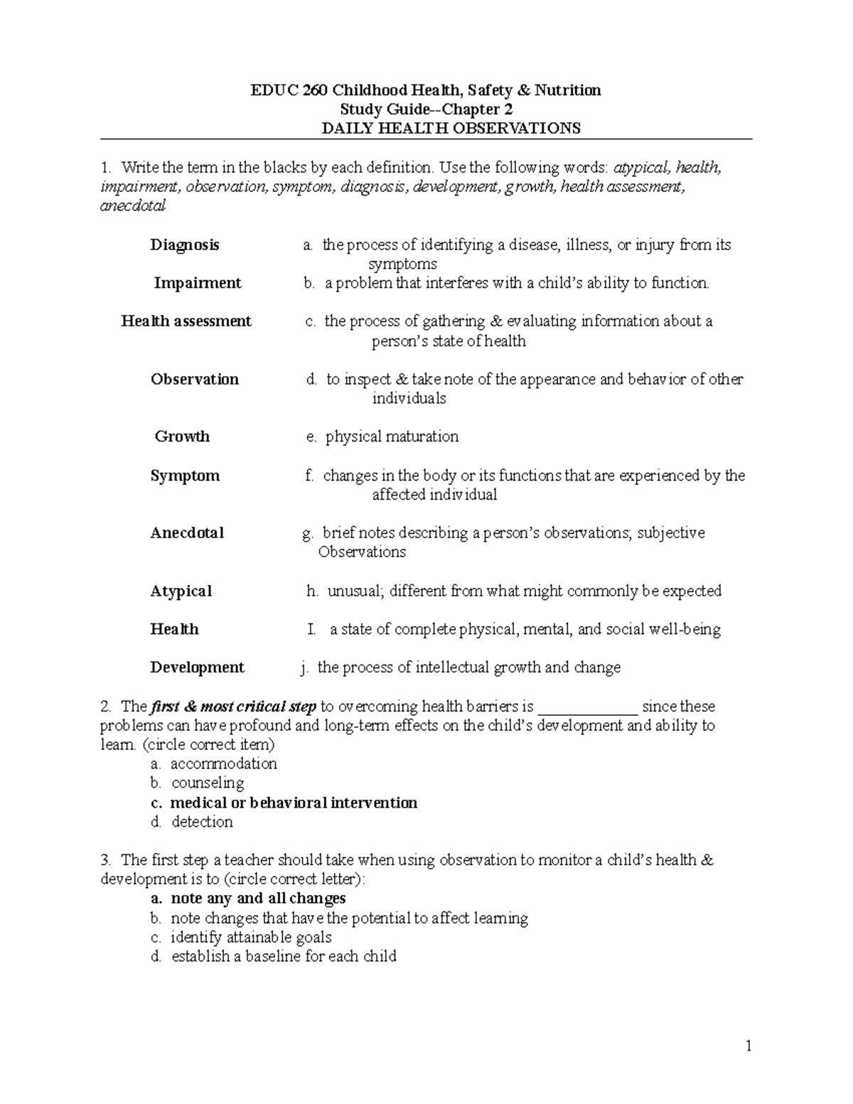 Ch 2 Study guide - FACS 260 - VU - Studocu