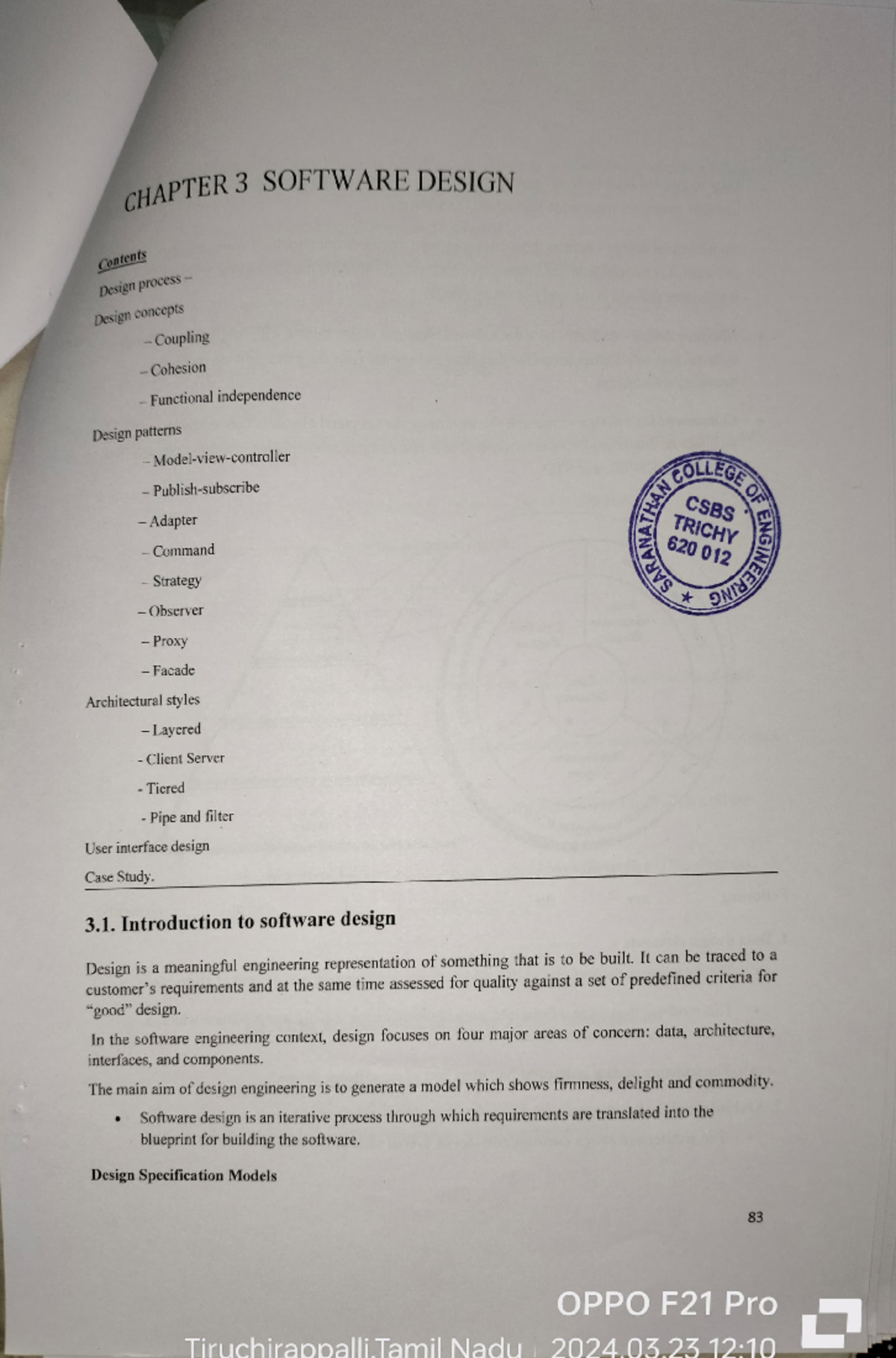 Unit 3 Oose Unit 3 Notes Chapter 3 Software Design Contents Design Process Design Concepts