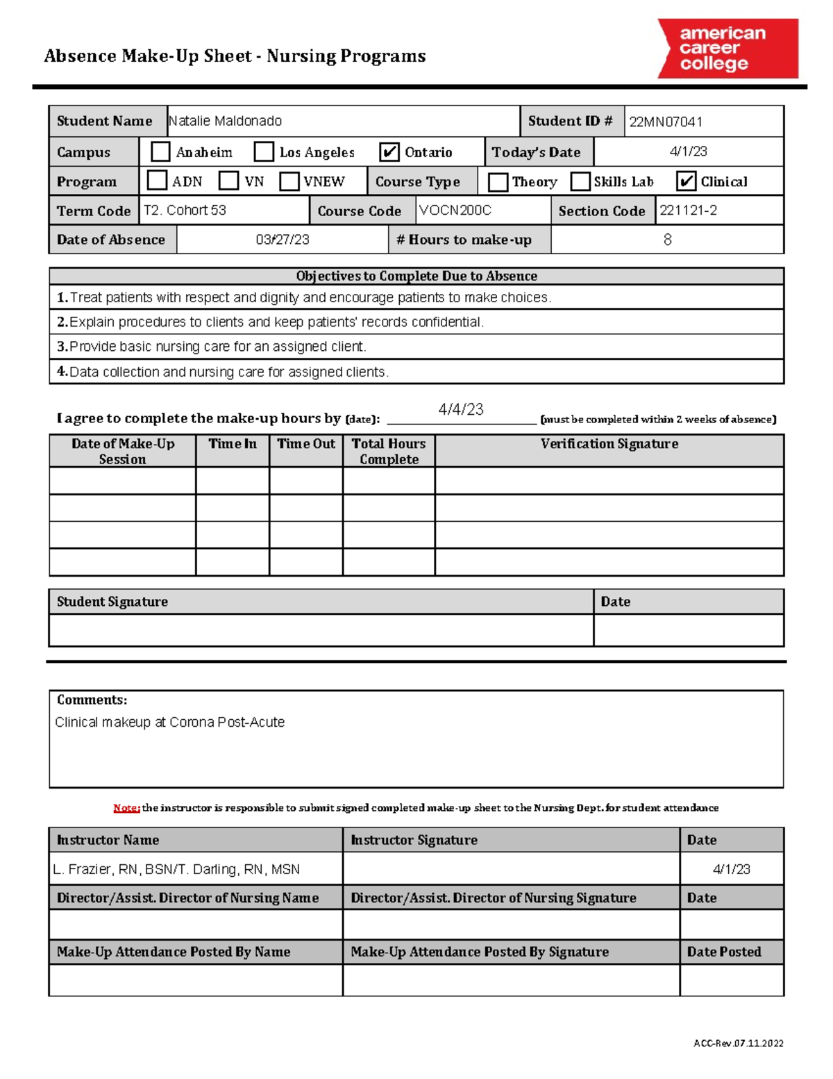 Make-Up Sheet - 032123 - Studocu