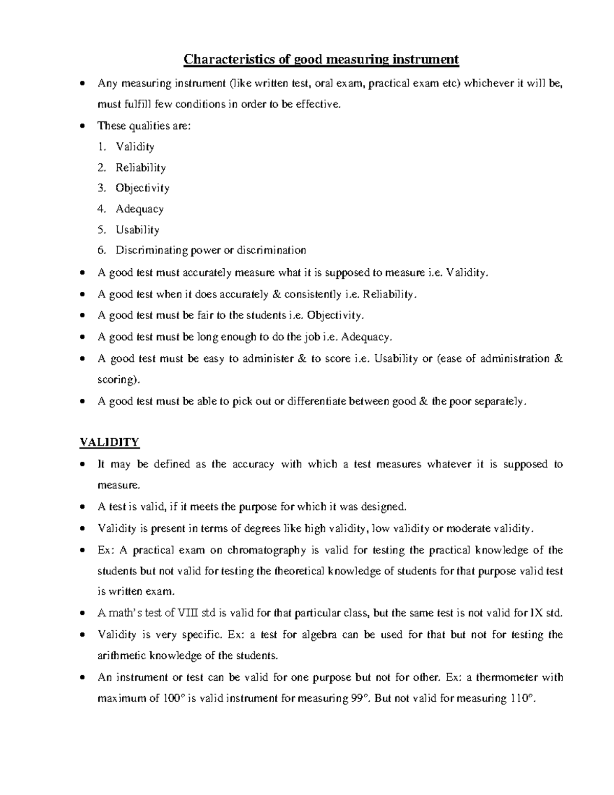 Good measuring instrument - Characteristics of good measuring ...