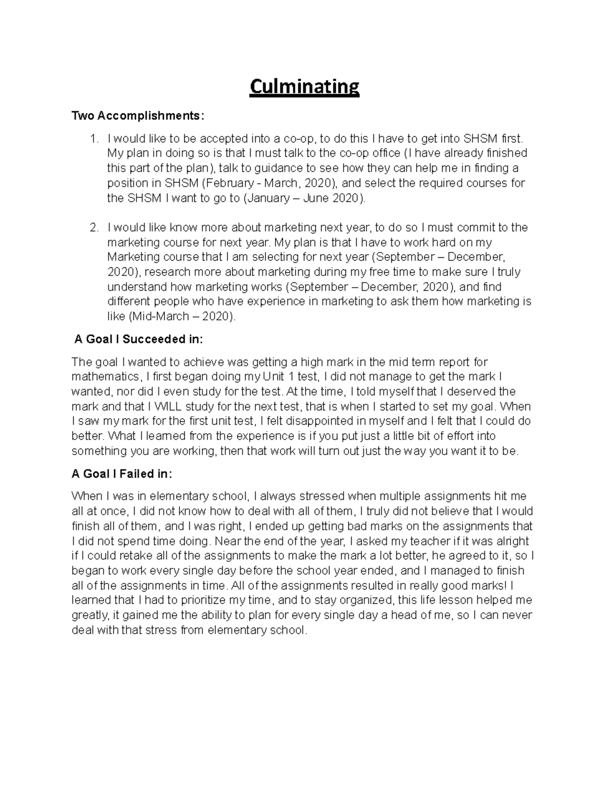Careers Culminating - GOOD LUCK HAVE FUN - Culminating Two ...