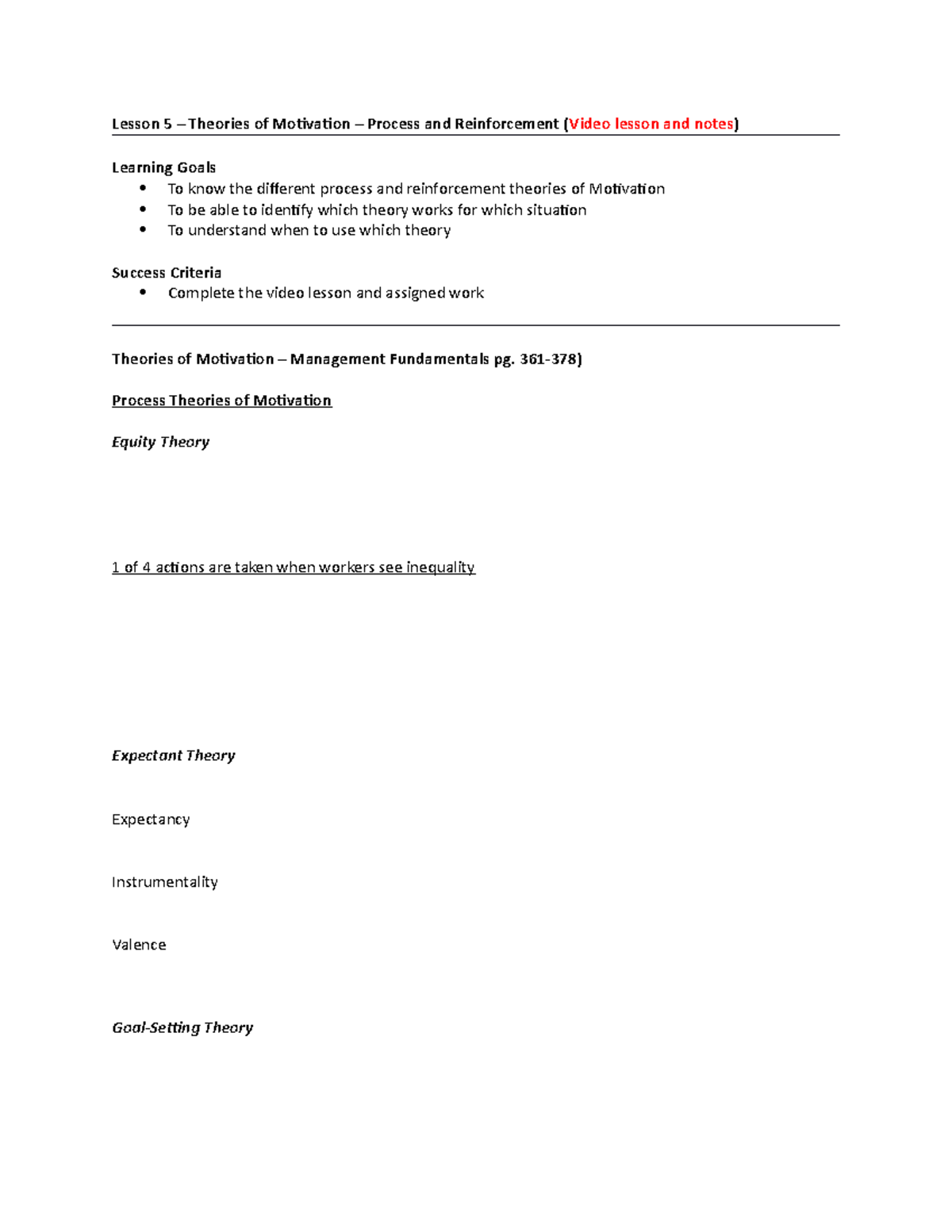 Module 4-5 - Theories of Motivation - Lesson 5 – Theories of Motivation ...