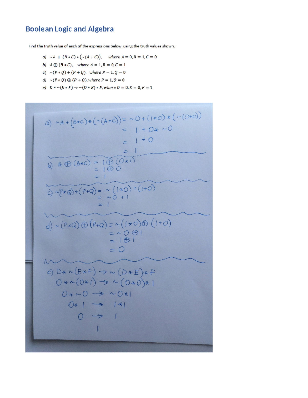 Boolean Algebra Slide Exercise Solutions 444777888 Boolean Logic And Algebra Boolean 8344