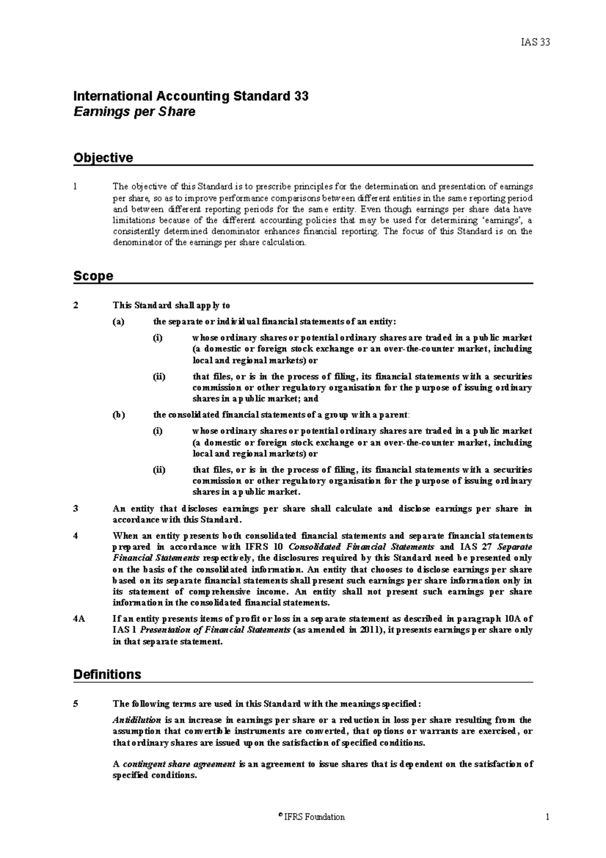 Ias 33 - djtrfgnyj - International Accounting Standard 33 Earnings per ...