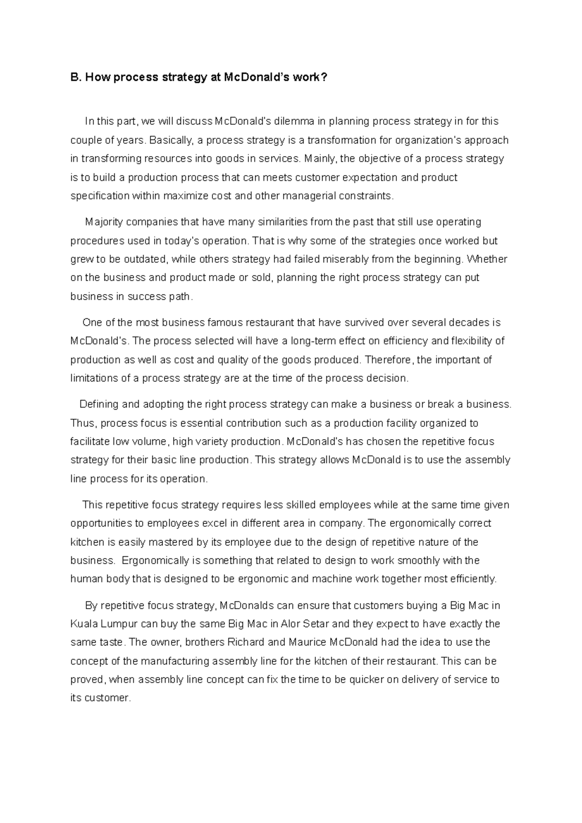 OM process strategy - lecture note - B. How process strategy at ...