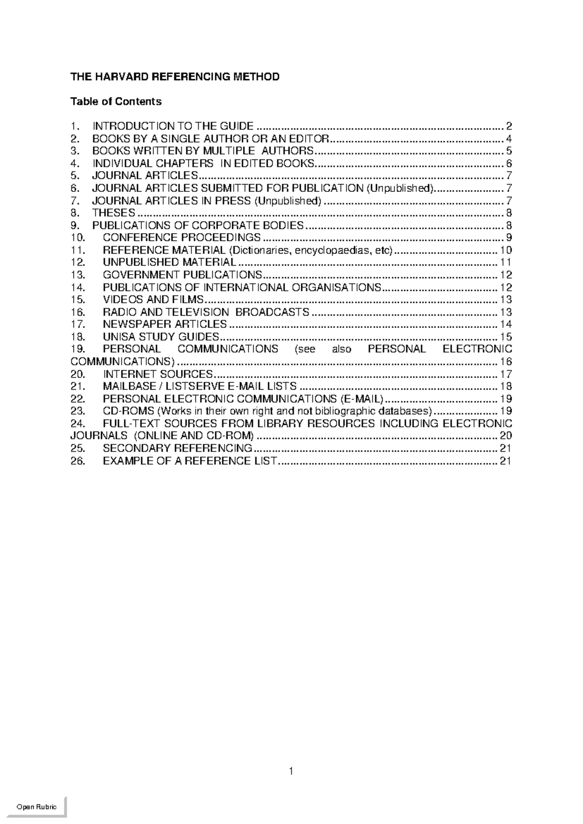 Harvard Reference Guide - THE HARVARD REFERENCING METHOD INTRODUCTION ...