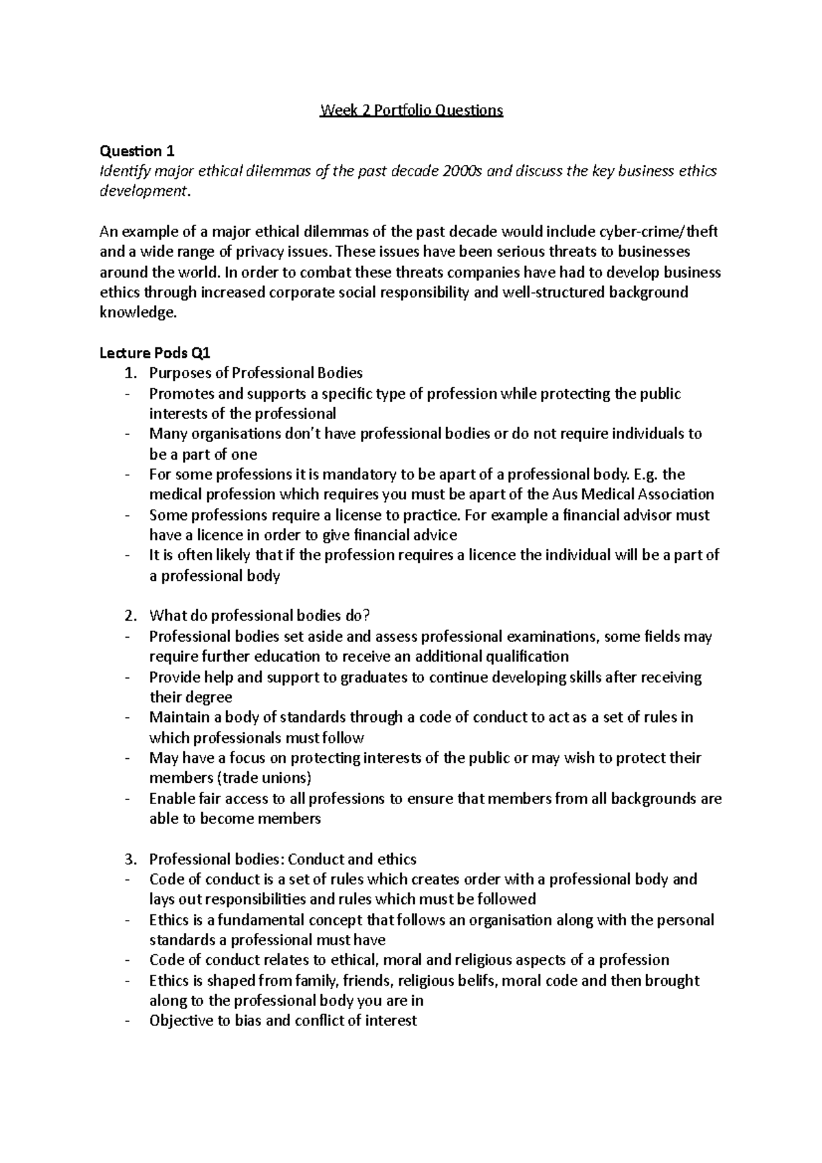 Week 2 Portfolio Questions - Week 2 Portfolio Questions Question 1 ...