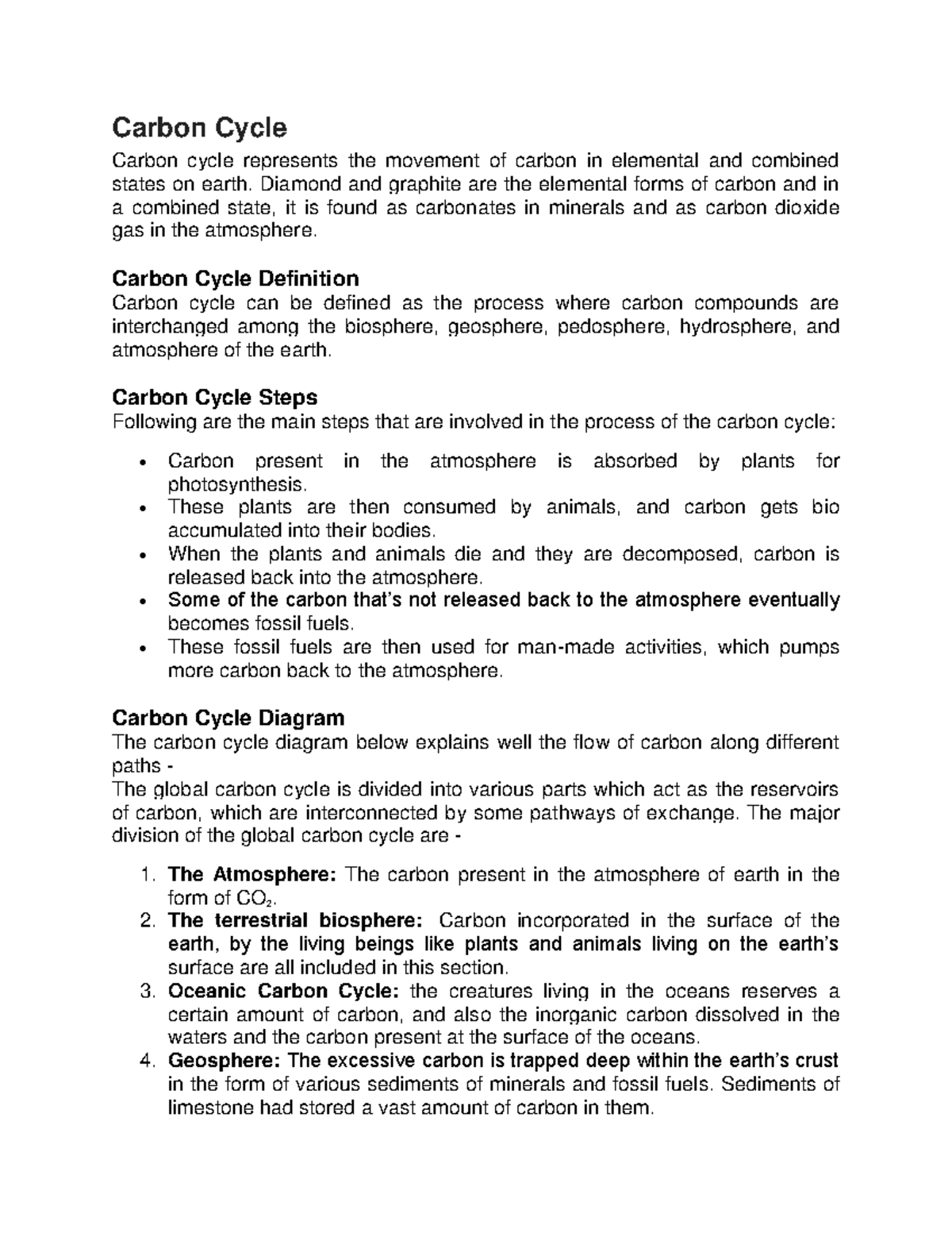Carbon Cycle - Lecture notes 40 - Carbon Cycle Carbon cycle represents ...