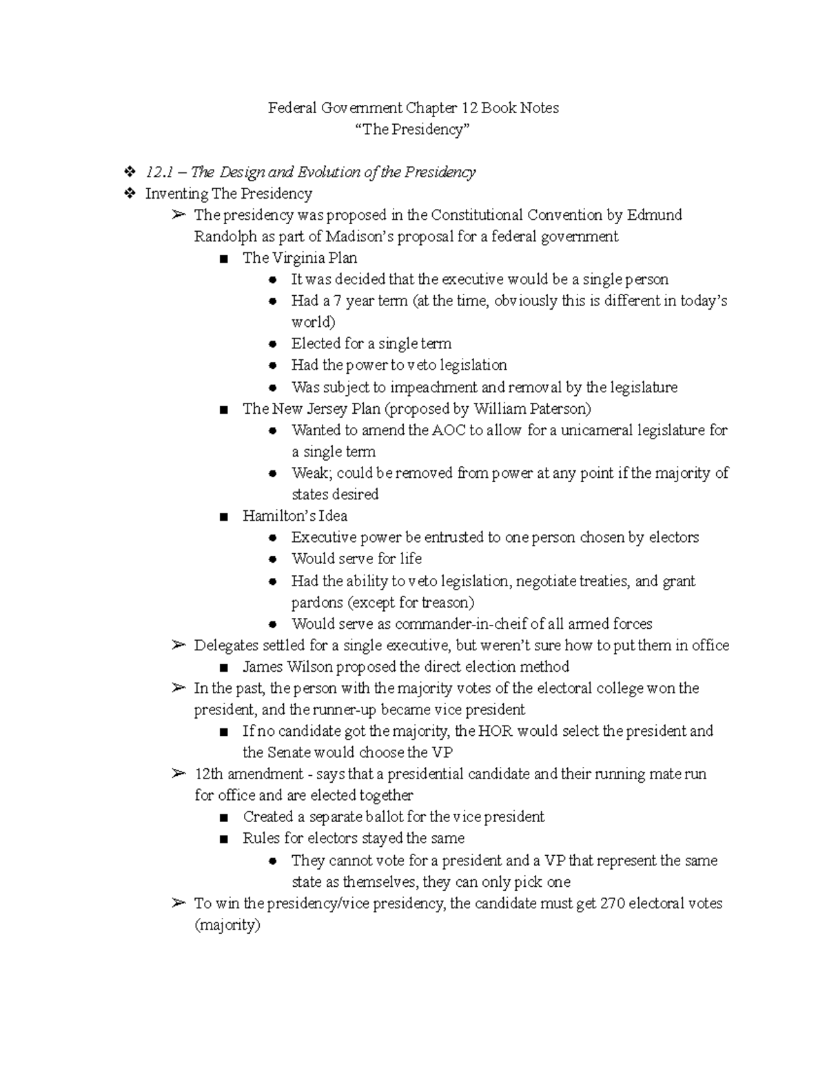Federal Government Chapter 12 Book Notes - Studocu