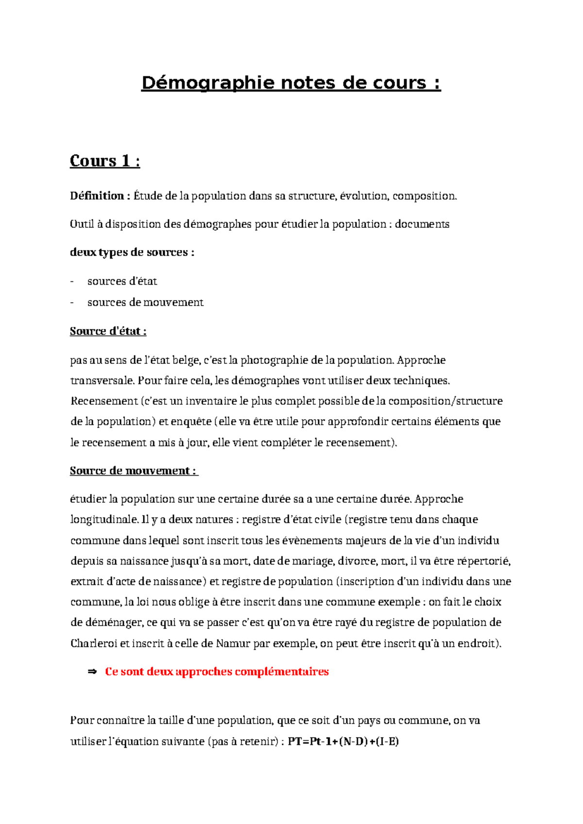 Démographie Notes - Démographie notes de cours : Cours 1 ...
