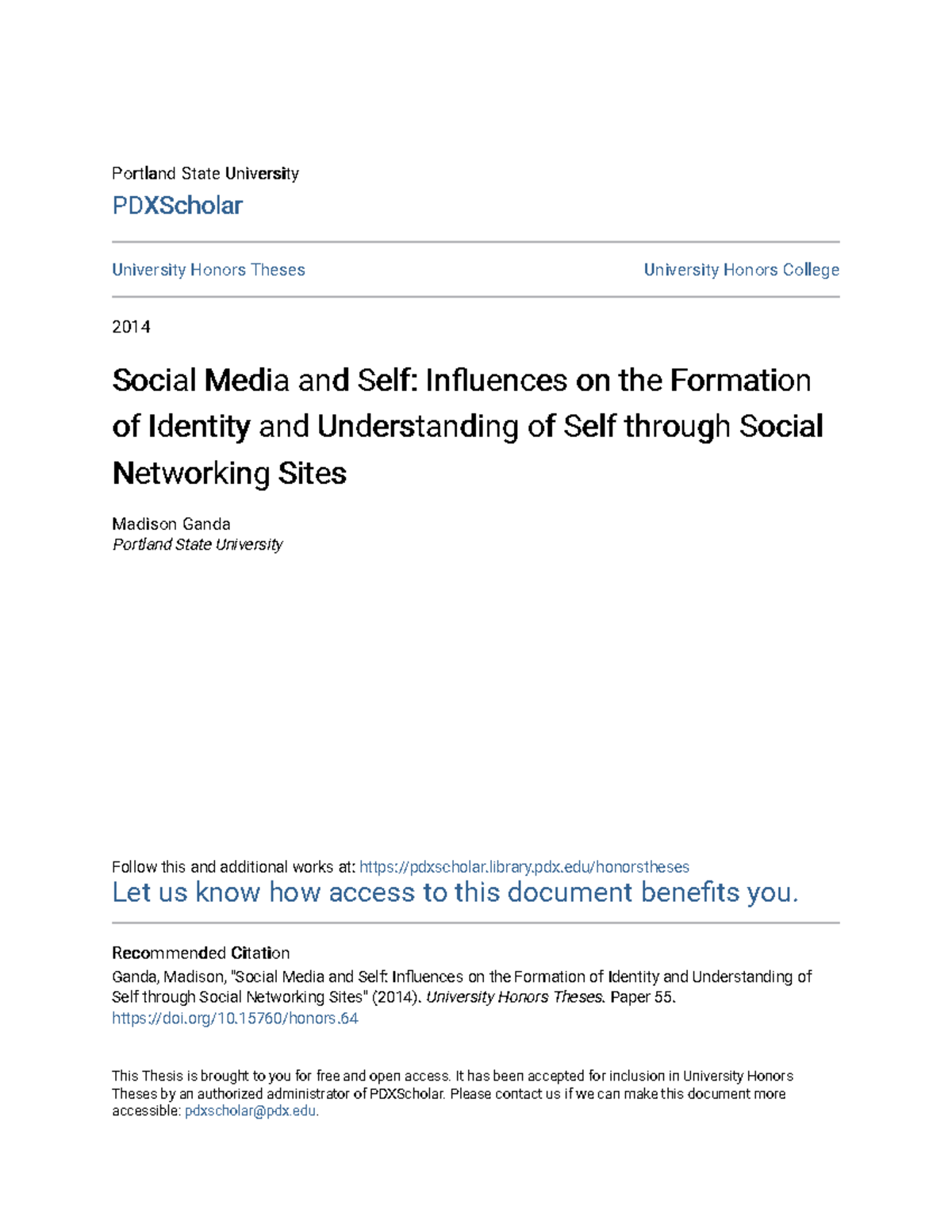Social Media and Self Influences on the Formation of Identity an ...