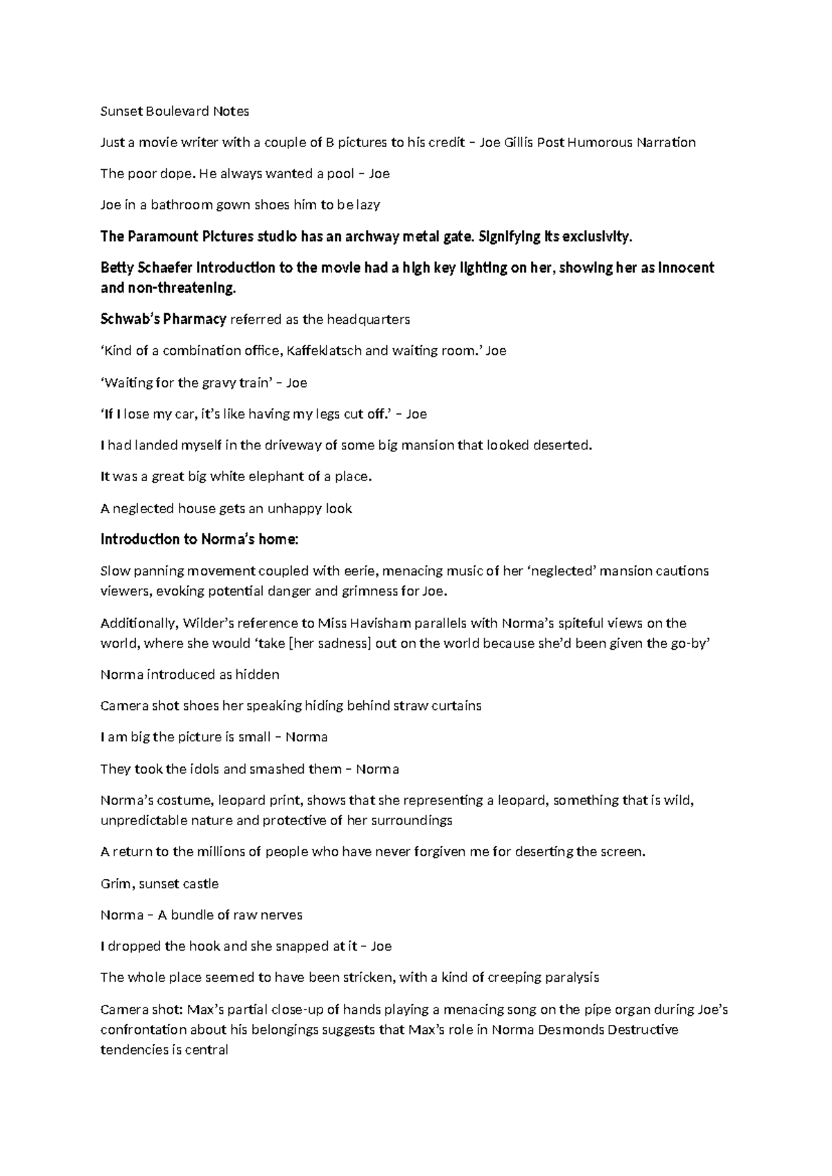 Sunset Boulevard Notes - Sunset Boulevard Notes Just a movie writer ...