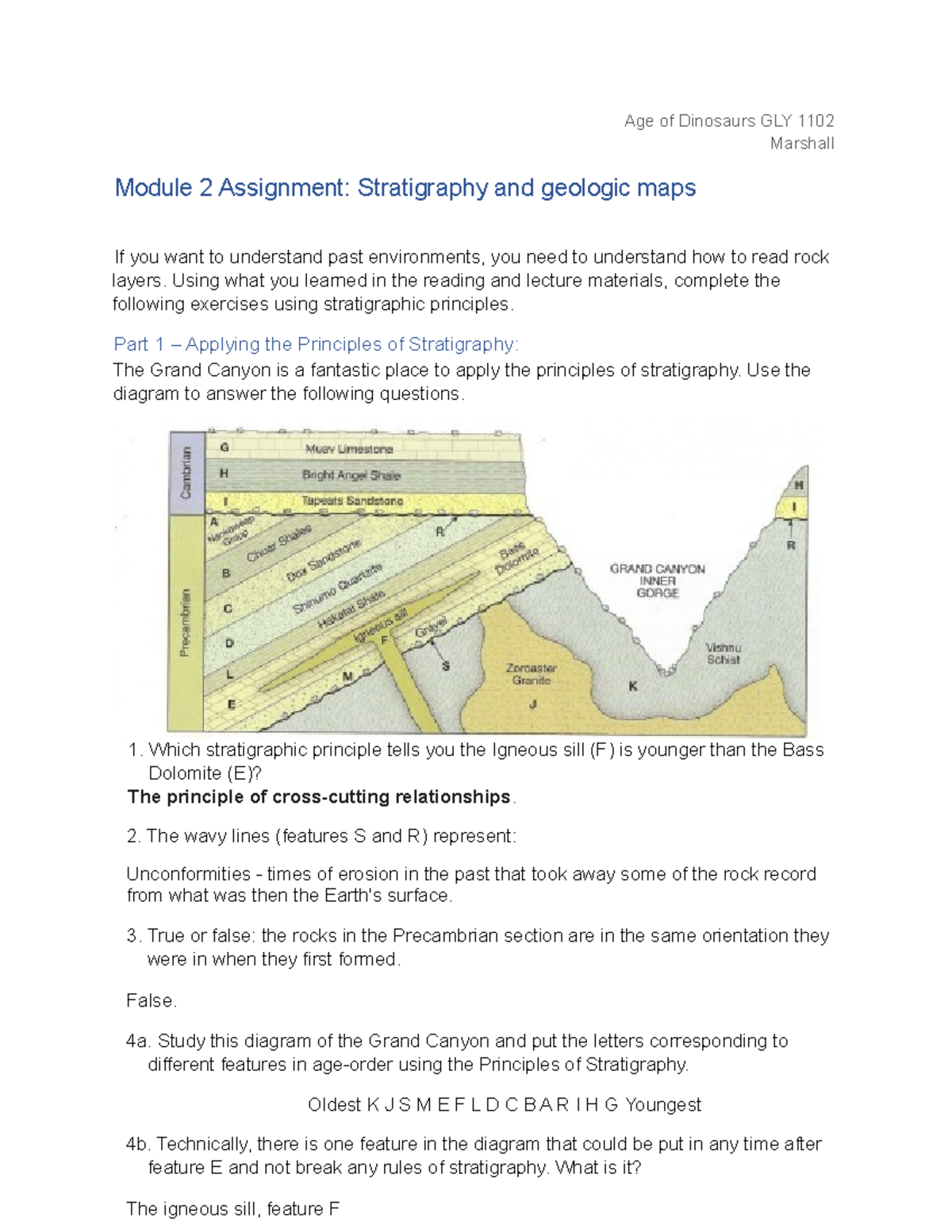Module 2 Assignment Stratigraphy - Age of Dinosaurs GLY 1102 Marshall ...